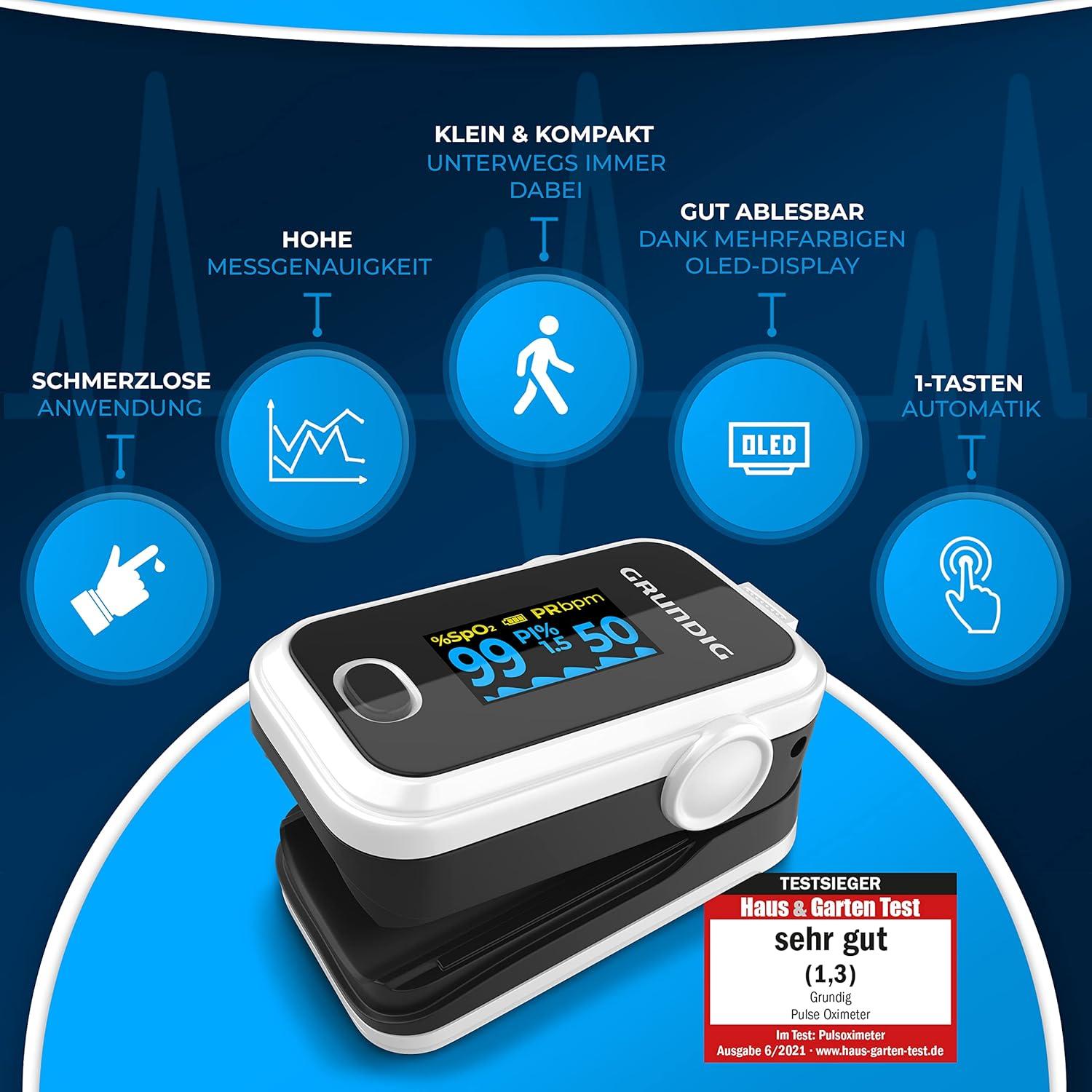 Buy Grundig Pulse Oximeter - High-Precision Finger Oxygen Saturation ...
