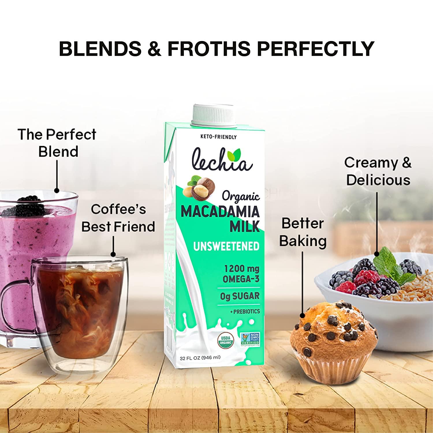 Lechia Organic Macadamia Milk Unsweetened 32oz (6 Pack) - Vegan, Non ...