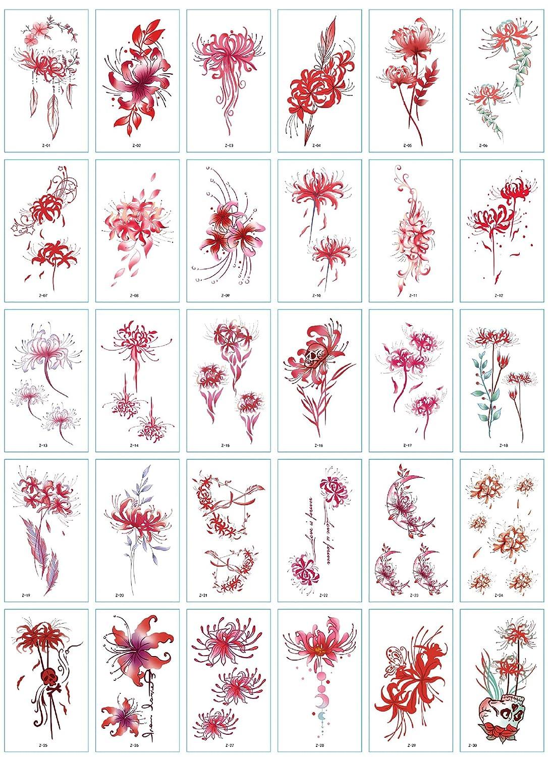 XJL Flowers Butterflies Temporary Tattoos - 60 Sheets | Water Transfer ...