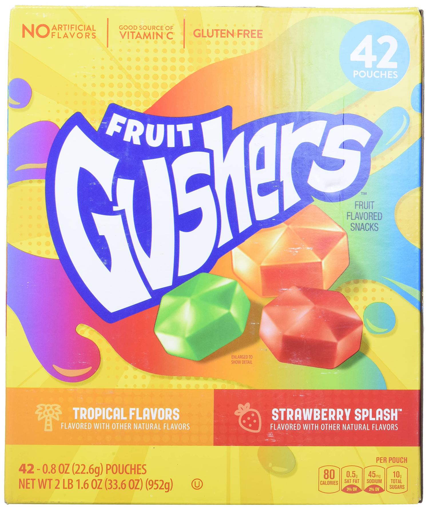 Fruit Fruit Fruit Gushers Variety Pack Strawberry Splash & Tropical 42 ...