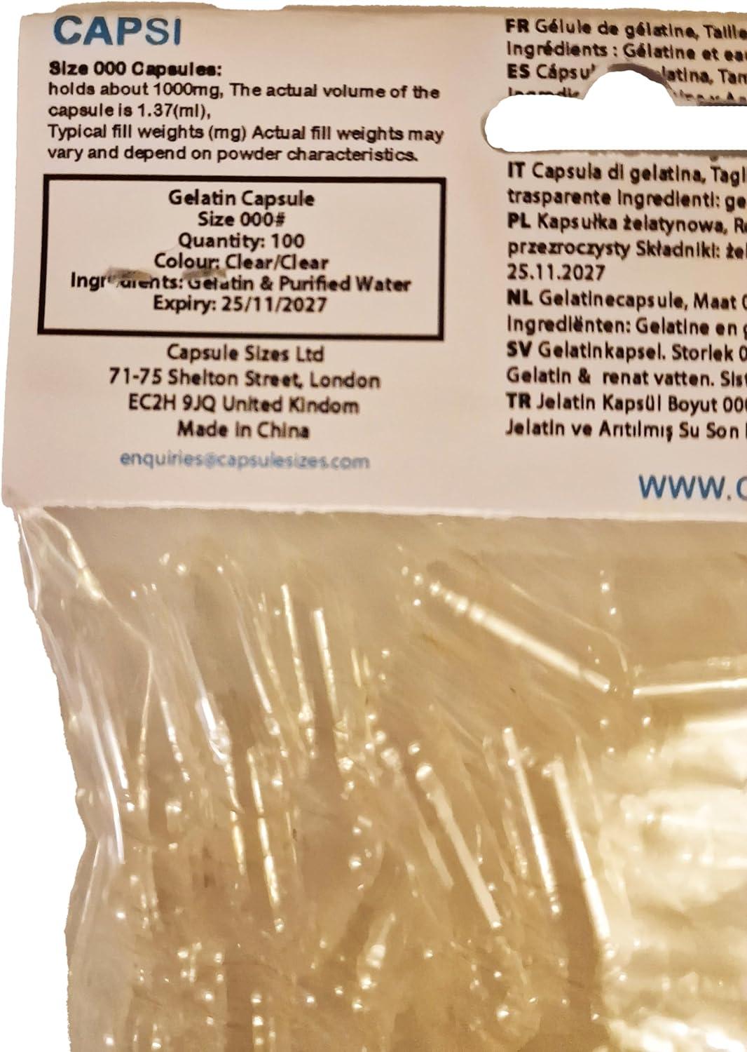 100 Count Size 000 Clear Empty Gelatin Capsules - Clear/Clear | Buy Now ...