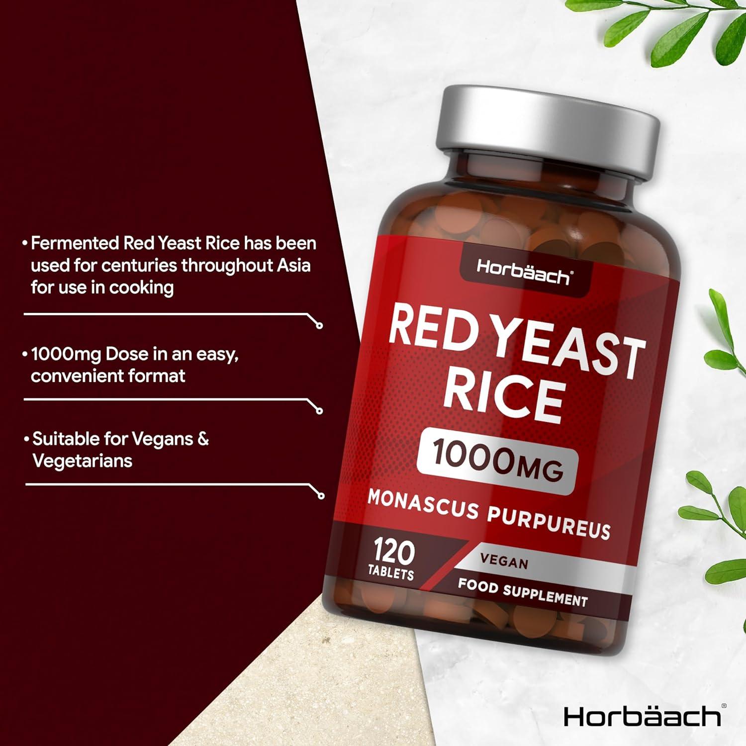 Red Yeast Rice 1000mg | 120 Tablets | Healthy Cholesterol Supplement ...