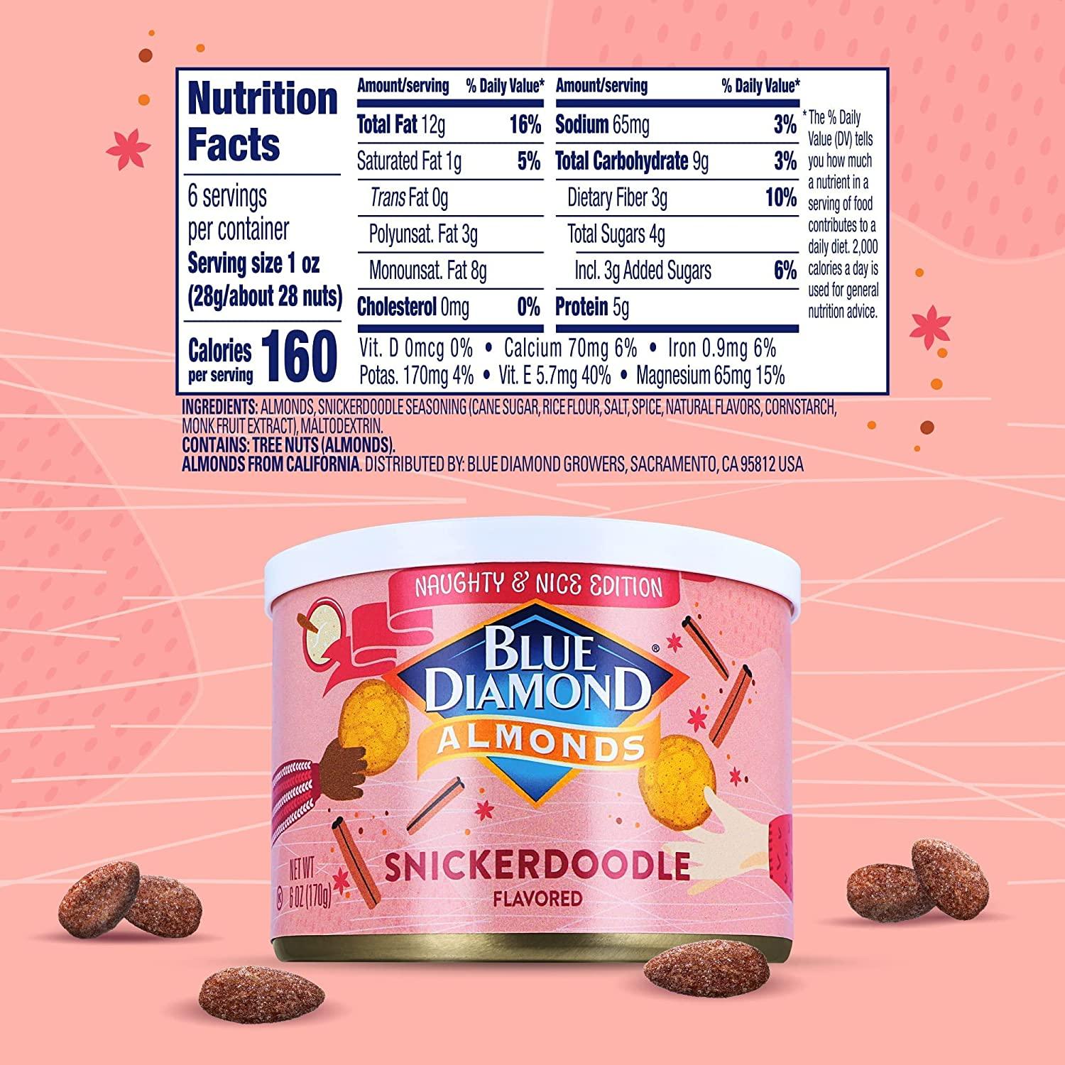 Blue Diamond Almonds Snickerdoodle Holiday Snack Nuts - 6 oz Resealable ...
