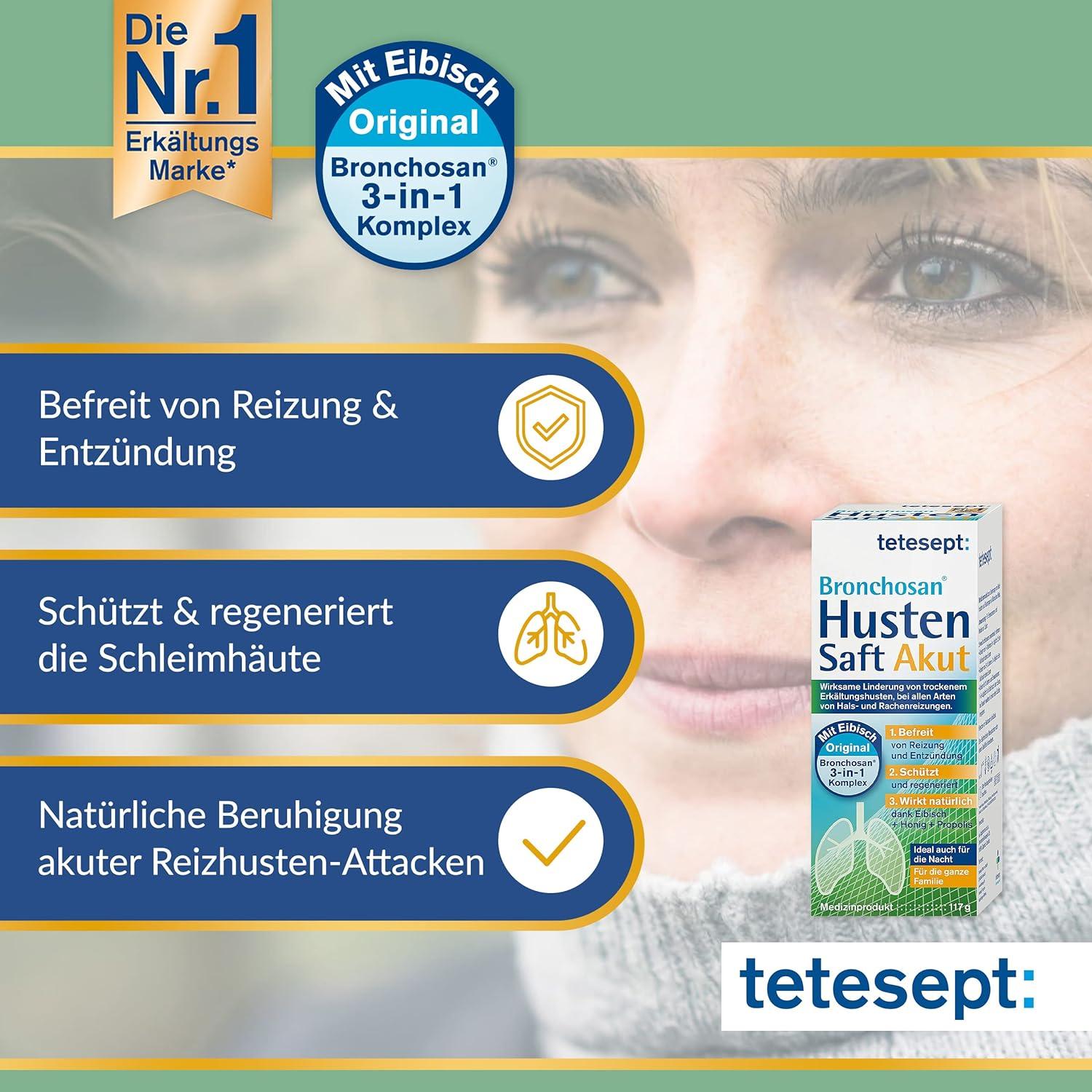 tetesept Bronchosan Cough Acute Syrup | Soothing Cold Remedy for Dry ...