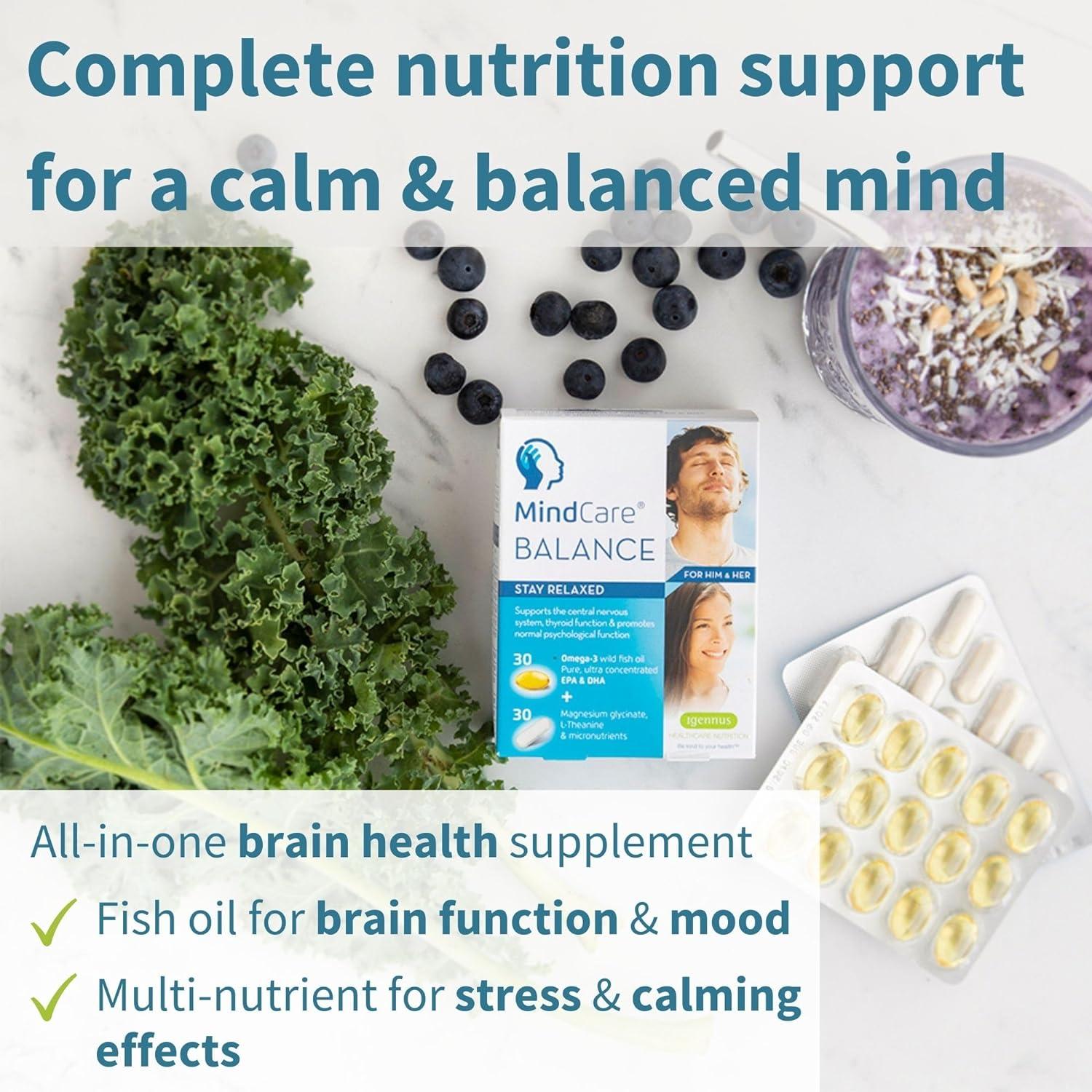 MindCare Balance Calming Supplement with Magnesium, L-Theanine, Omega-3 ...