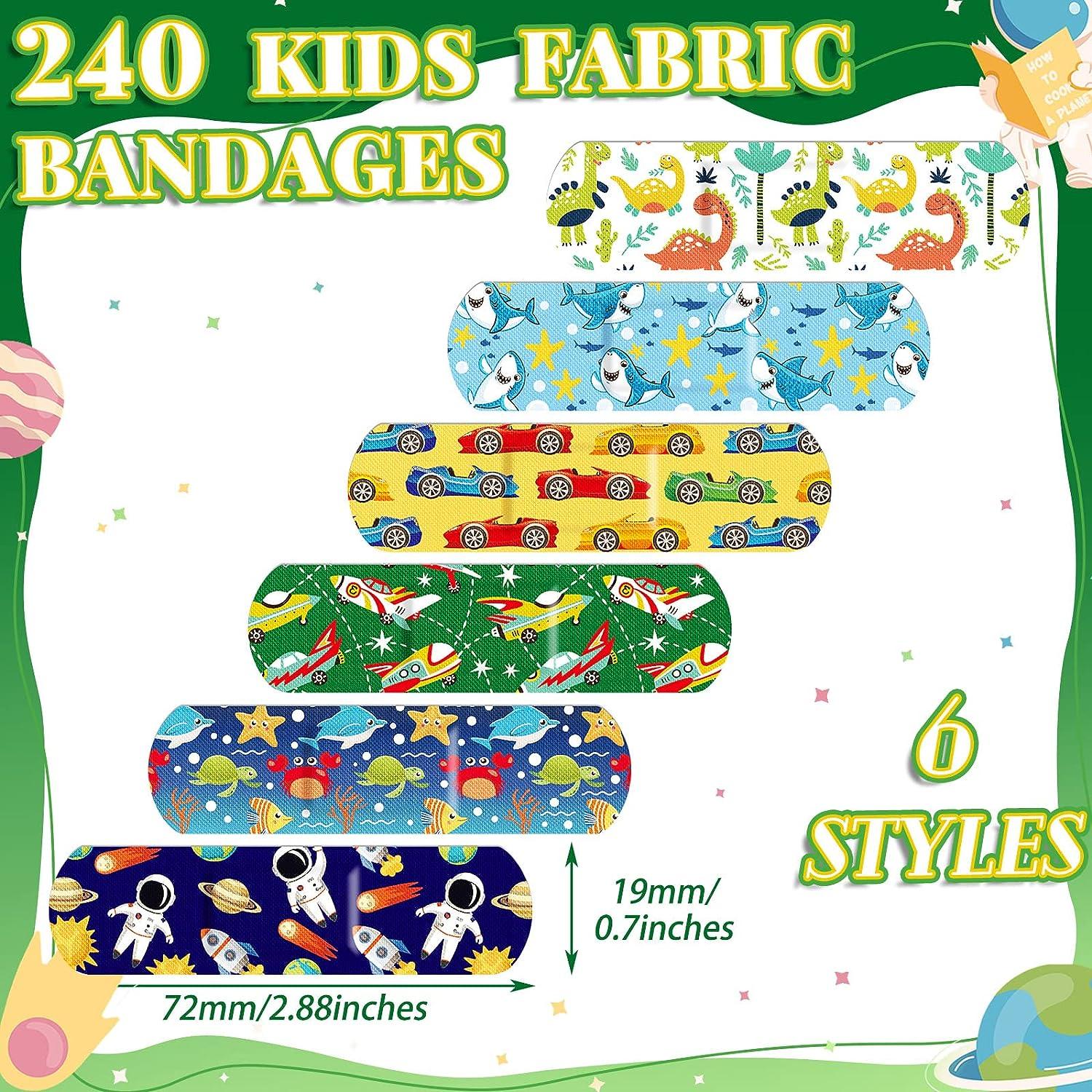 240 Pcs Kids Fabric Bandages - Assorted Styles, Flexible Self Adhesive ...