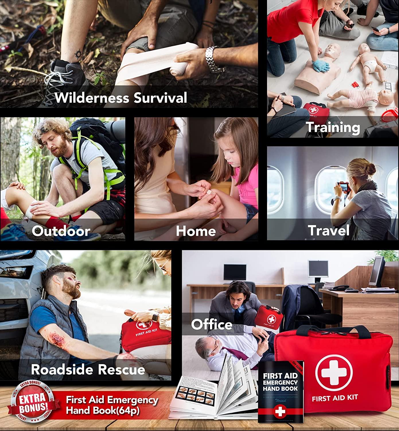 330 Piece Premium Waterproof First Aid Kit for Emergencies - Home, Office, Car, Travel - Ideal ...