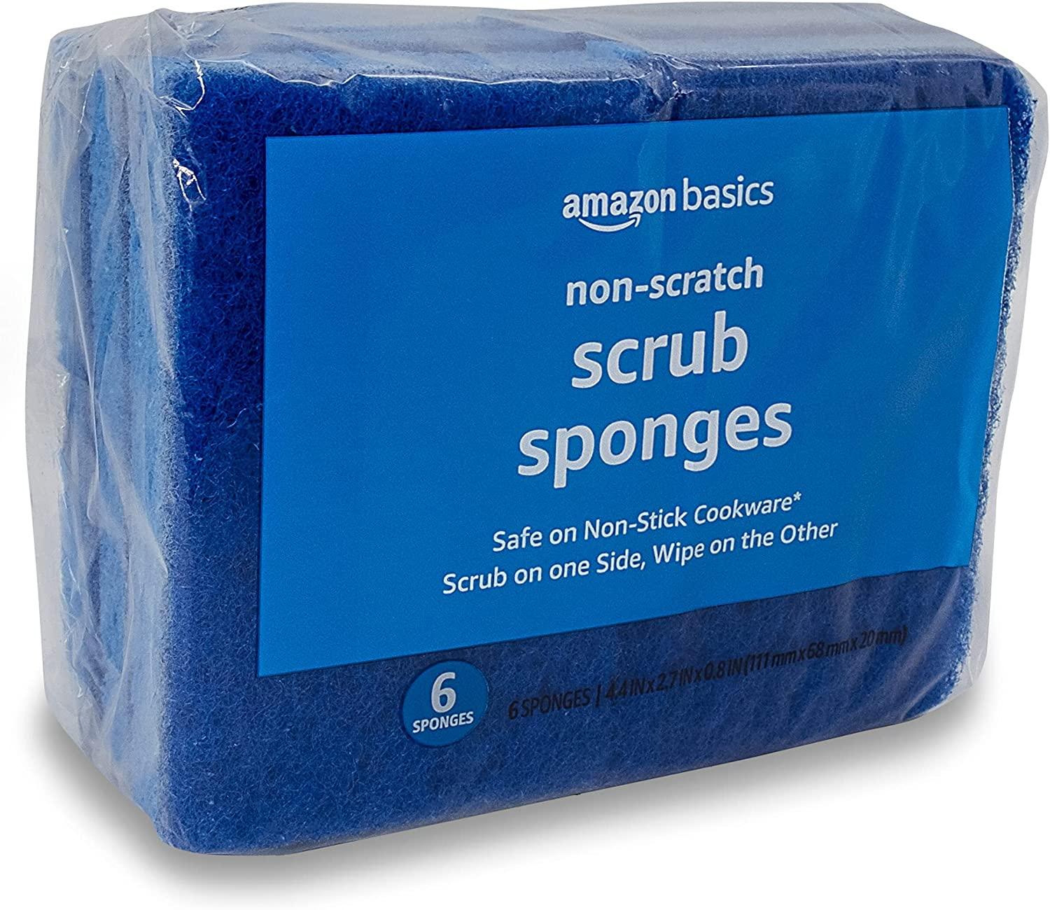 Amazon Basics Non-Scratch Sponges 6-Pack - Gentle Cleaning for Dishes ...