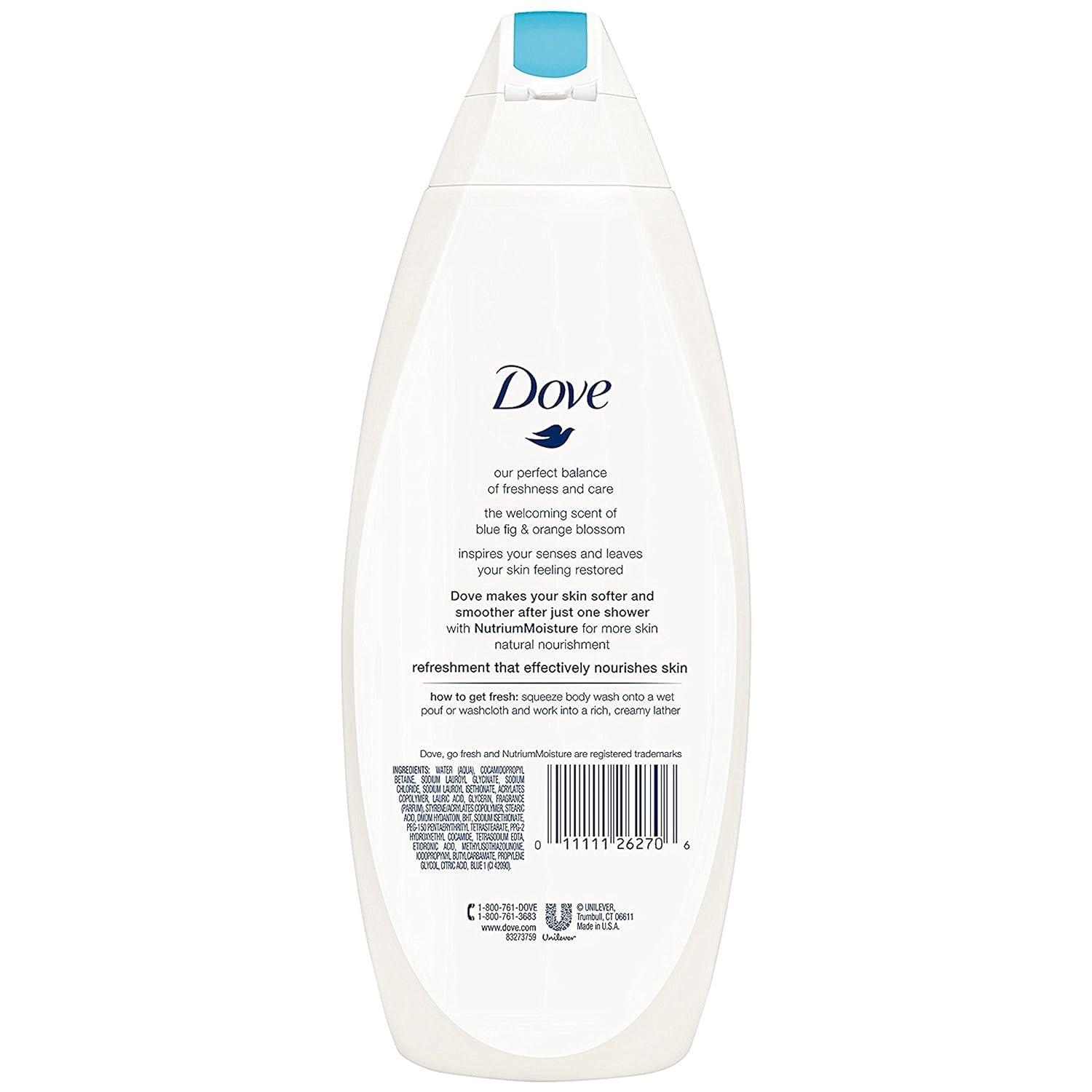 Dove Go Fresh Restore Body Wash - Blue Fig & Orange Blossom Scent - 22 ...