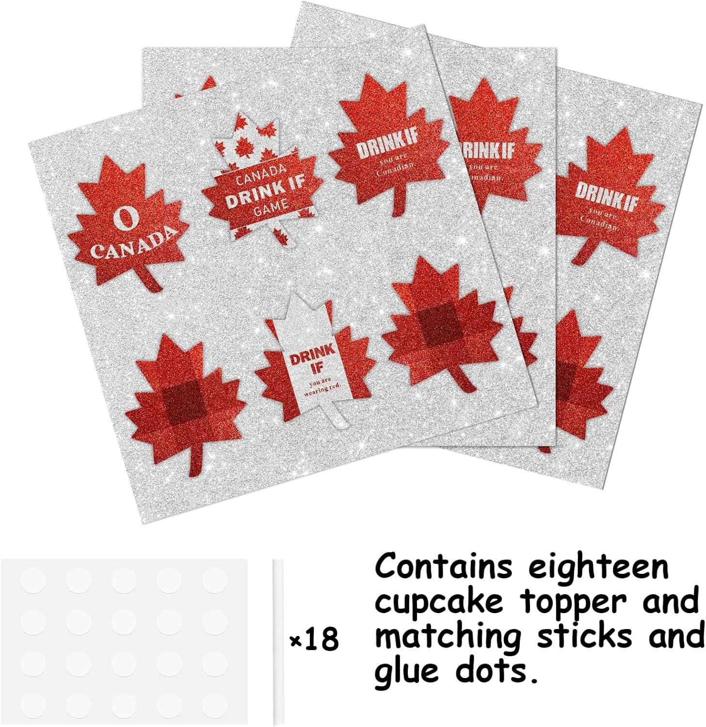 Red Glitter Canada Day Cupcake Toppers Set of 18 - This is a perfect ...