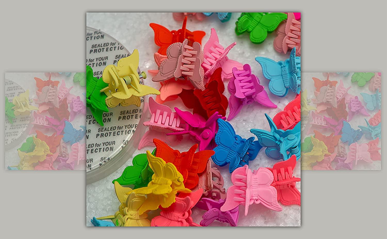 Mesmeriser Butterfly Clips Pack - 50 Assorted Matte Colours Hair Claws ...