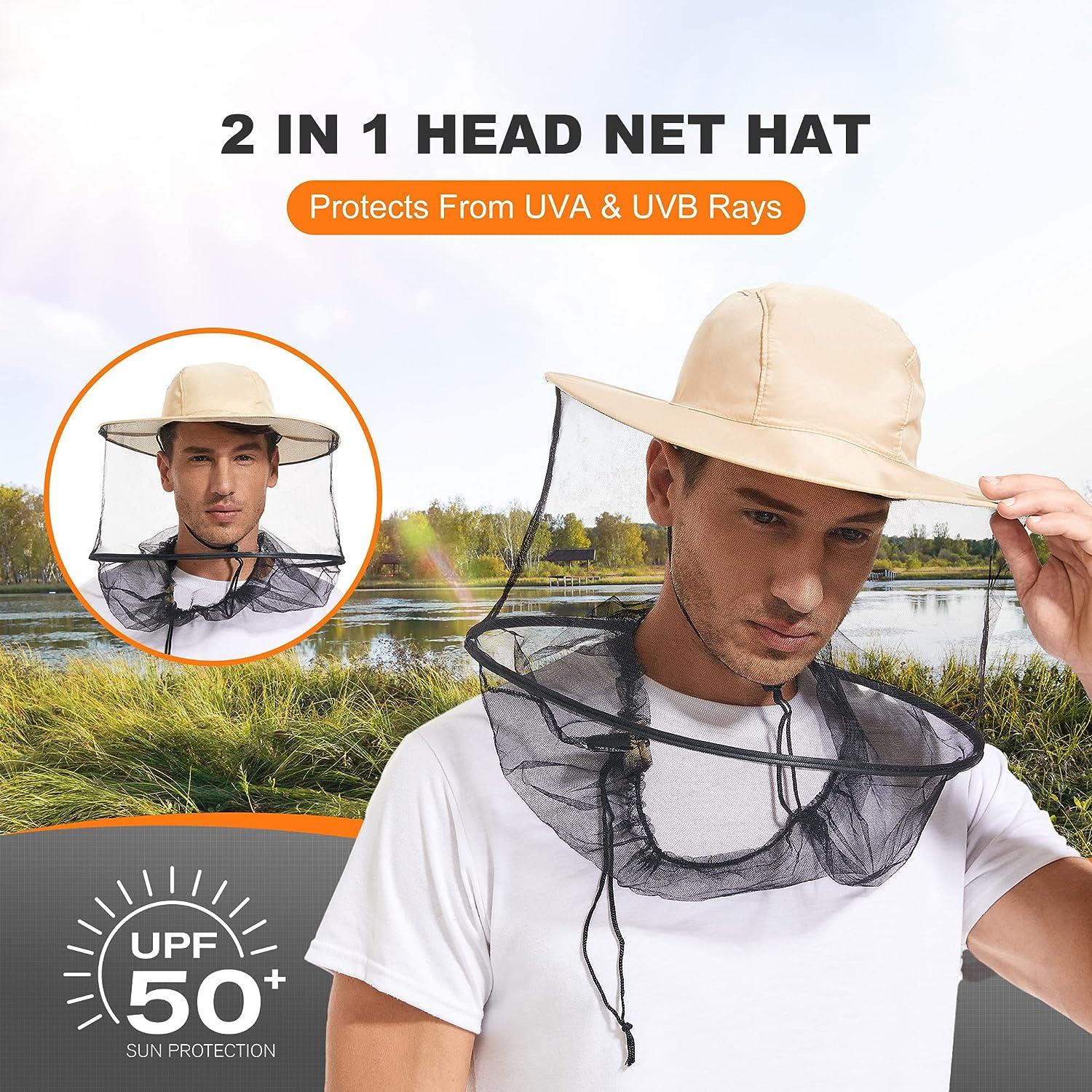UPF 50+ Sun Protection Mosquito Head Net Hat for Beekeeping & Hiking ...