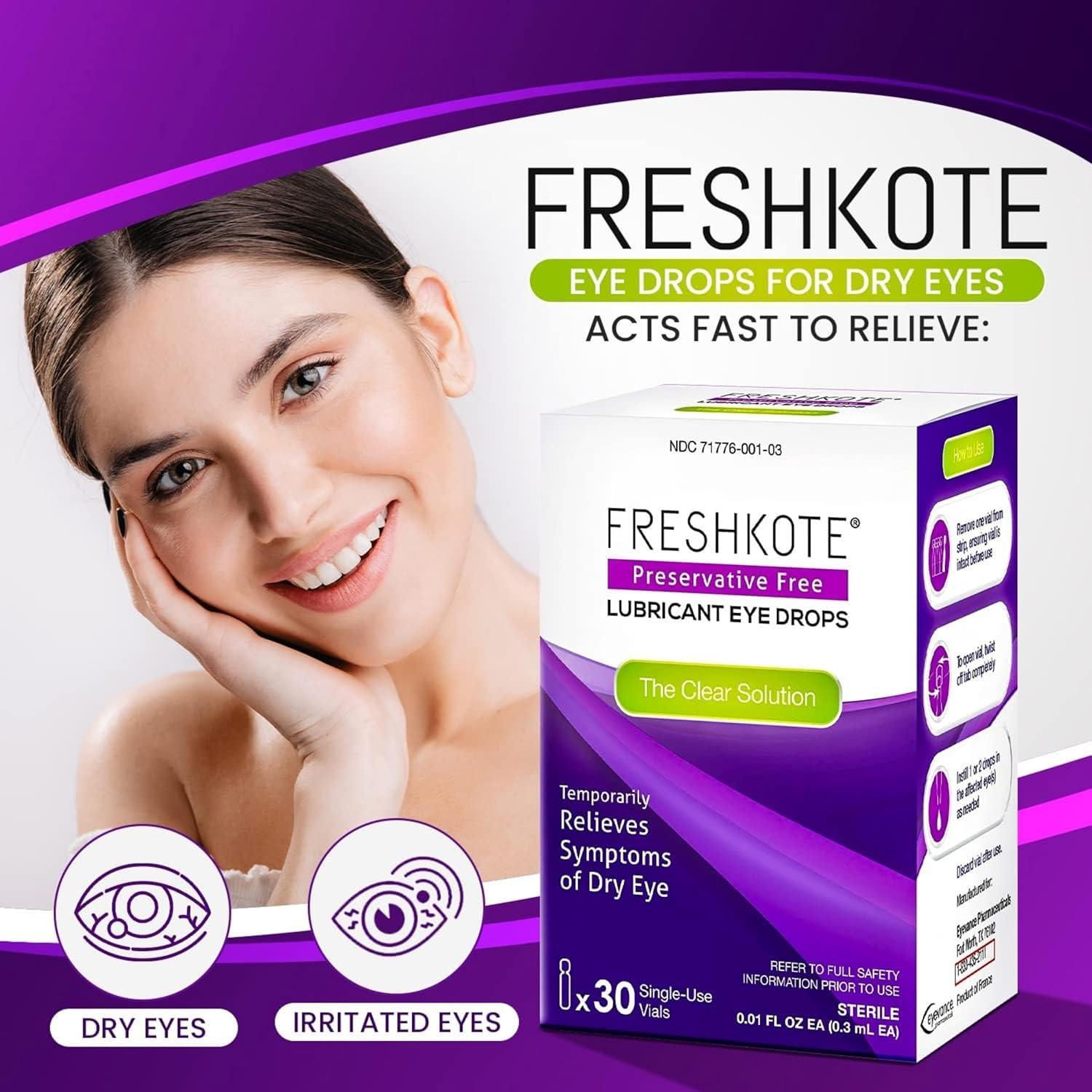 FRESHKOTE Eye Drops for Dry Eyes - 30 Single-Use Vials Preservative ...