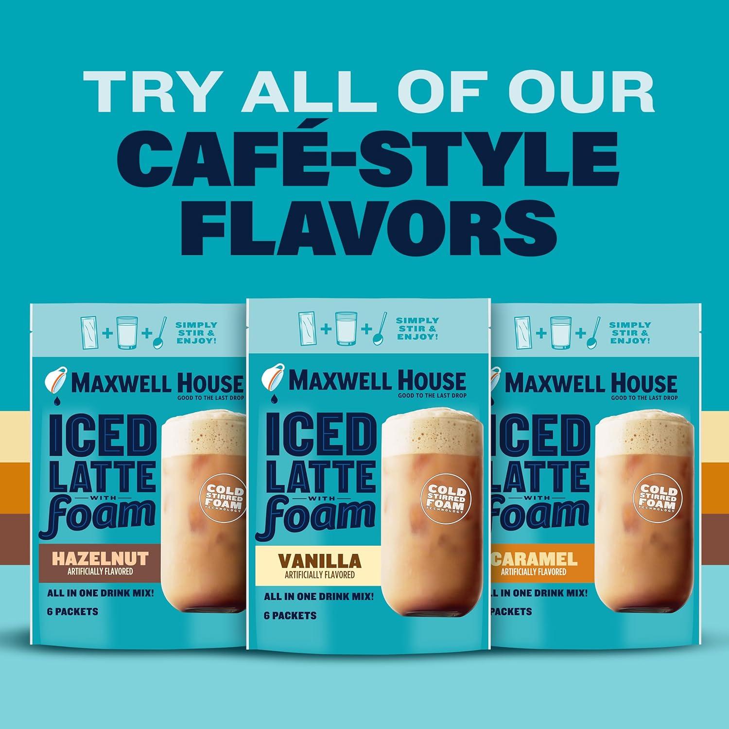 Maxwell House Vanilla Iced Latte Powder - Creamy Foam Mix for Perfect ...