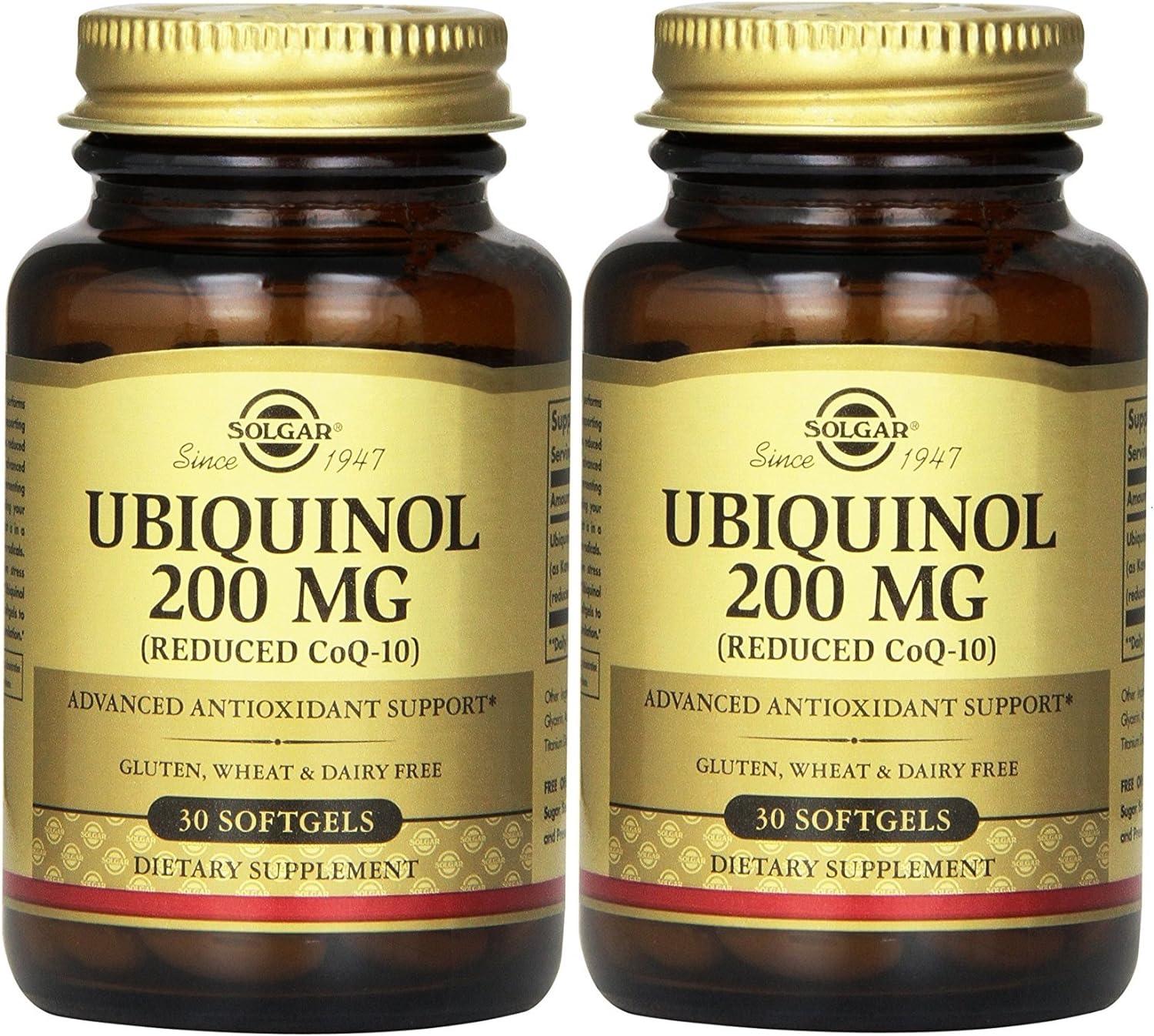 Solgar Ubiquinol 200mg - 60 Softgels | High Potency CoQ10 Supplement ...