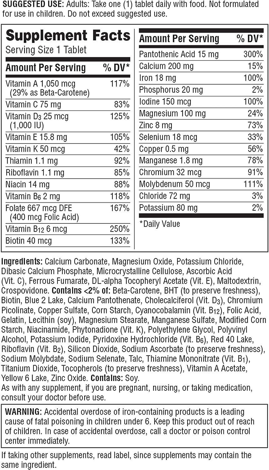Centrum Women's Multivitamin with Iron, Vitamin D3, B & E Vitamins ...