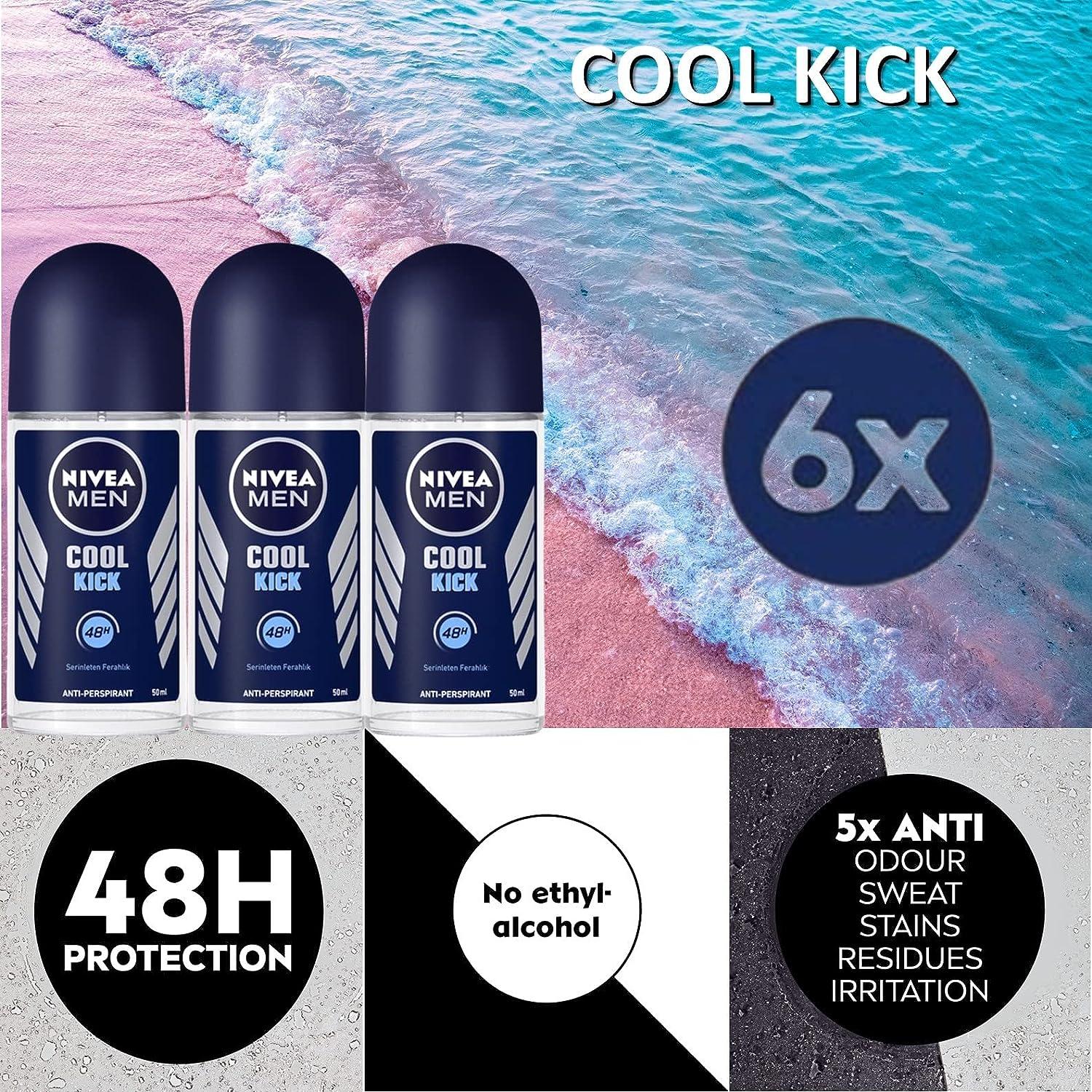 Nivea Men Coolkick 6 Deodorant Roll On - Men Series | Long-lasting ...