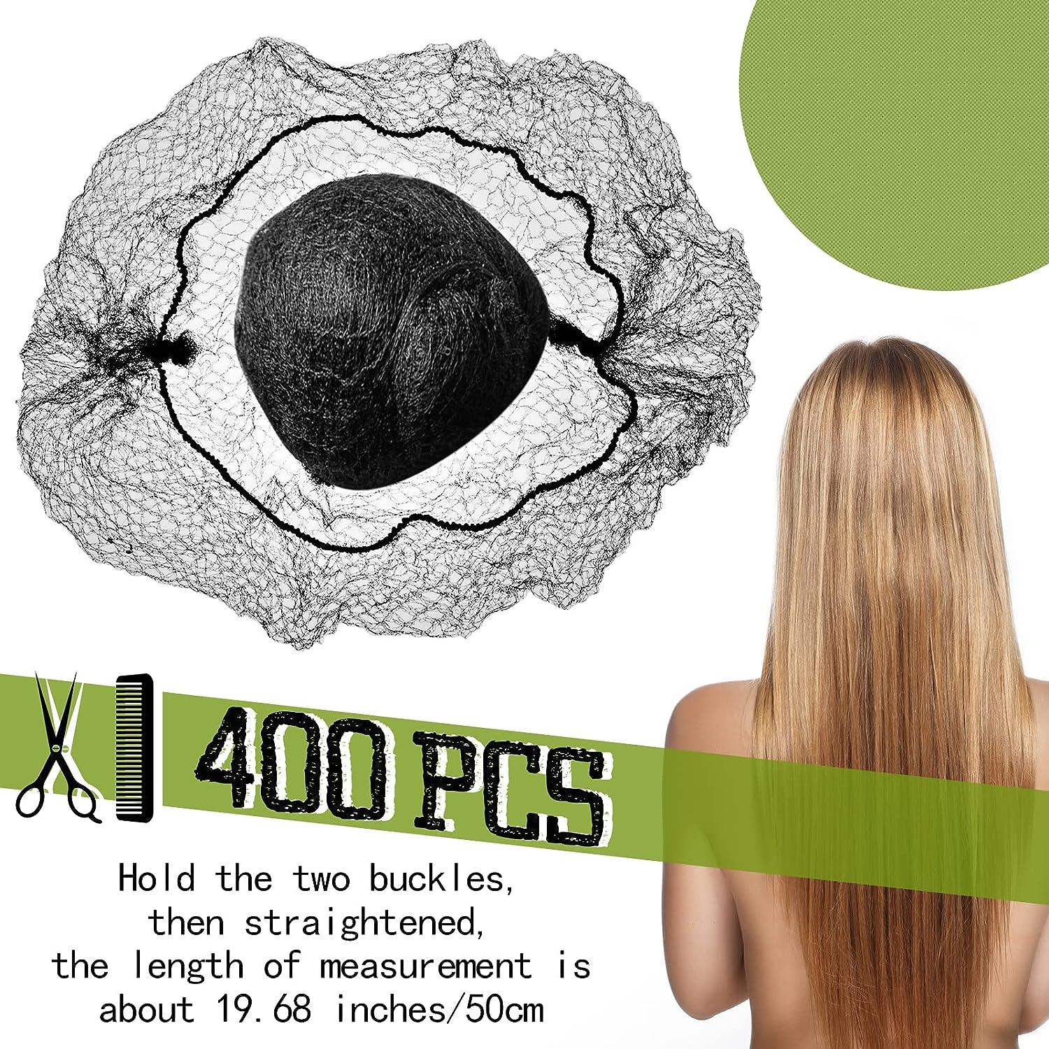 400 Pcs Black Hair Nets for Women - Invisible Elastic Edge Mesh - 20 ...