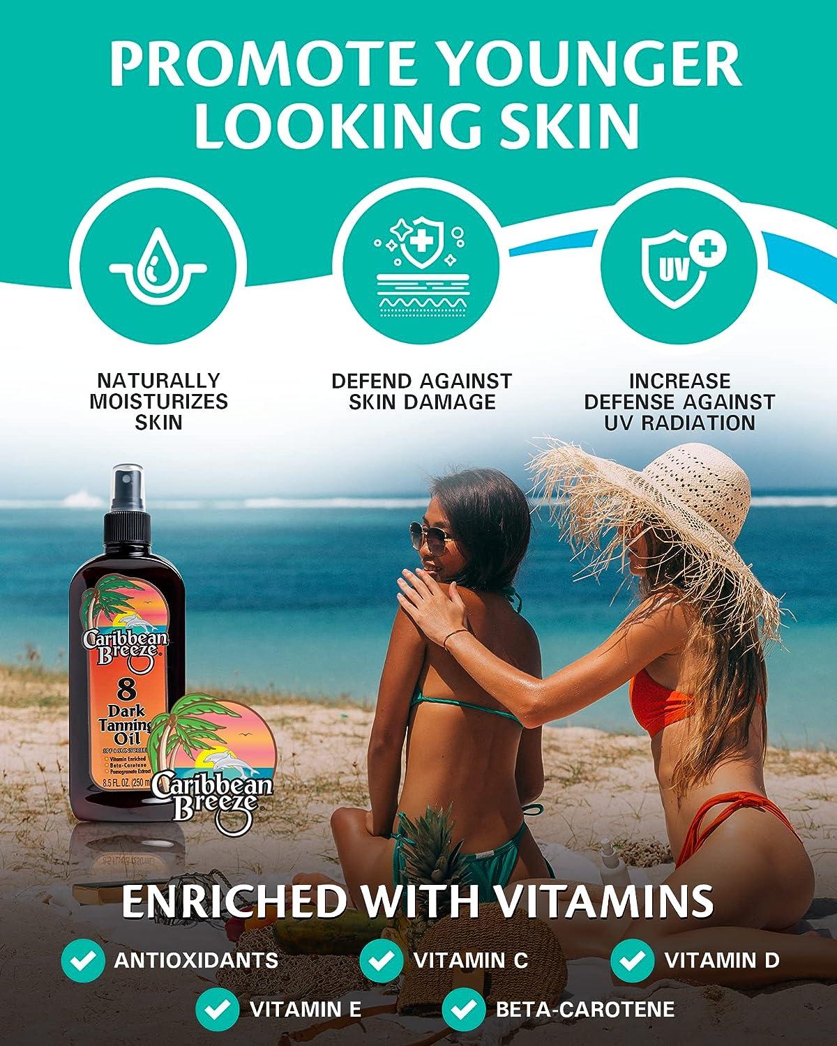 Caribbean Breeze SPF 8 Dark Tanning Oil Intensifier Outdoor Accelerator with Mango Lime ...