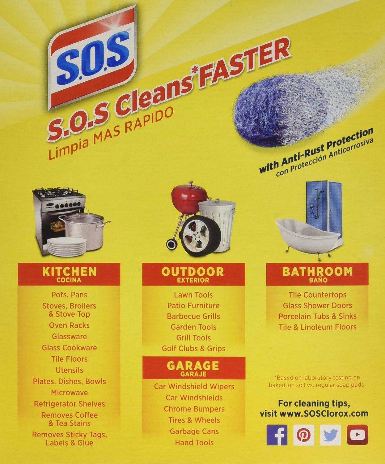 SOS Wool Steel Soap Pads 10 ct - Pack of 6 | Heavy Duty Cleaning Pads ...