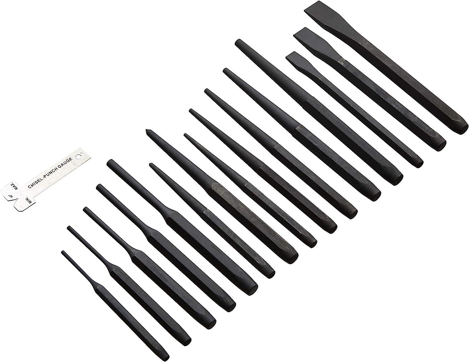 Amazon Basics 16-Piece Chrome Vanadium Steel Punch and Chisel Set ...