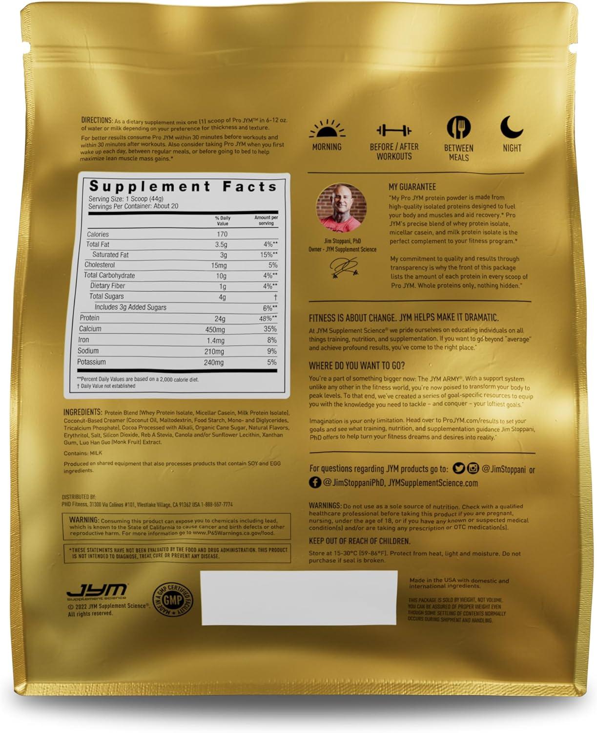 PRO JYM Natural Chocolate Brownie Protein Powder - 22 Servings