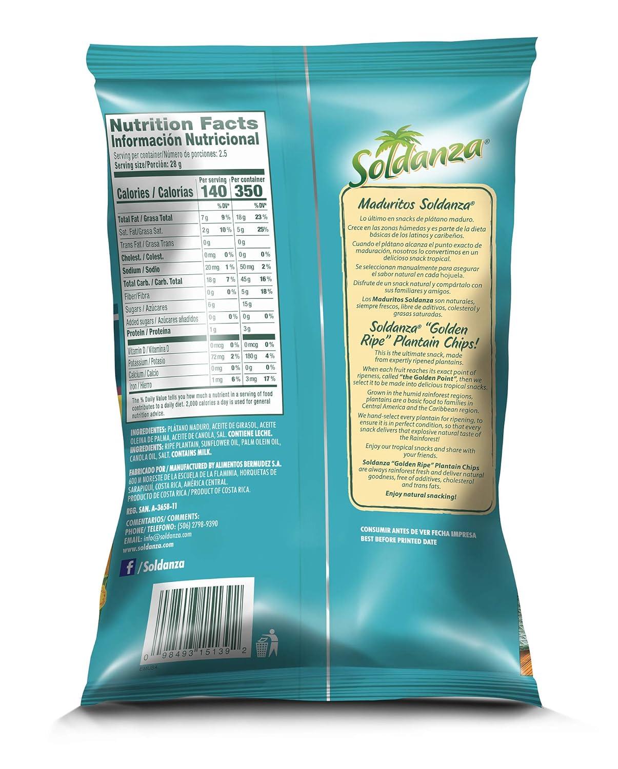 Soldanza Maduritos Plantain Chips Ripe 2.5 Ounce (Pack of 24)