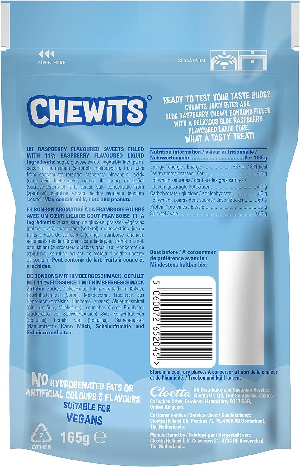 Chewits Blue Rasp Bites 165 g x 10 | Buy Now with Express International ...