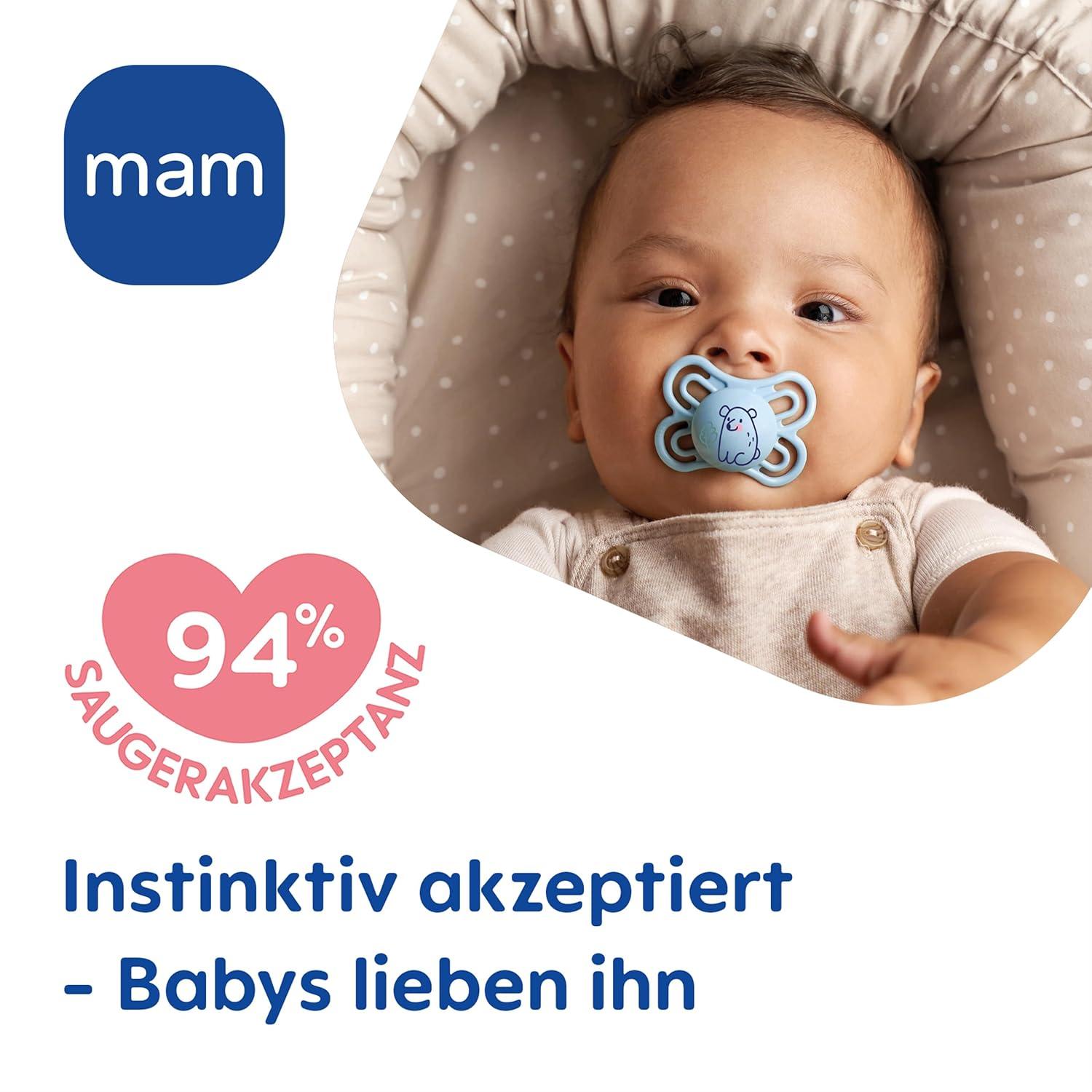 Mam Perfect Schnuller Set of 2 - Sustainable Baby Pacifiers for Healthy ...