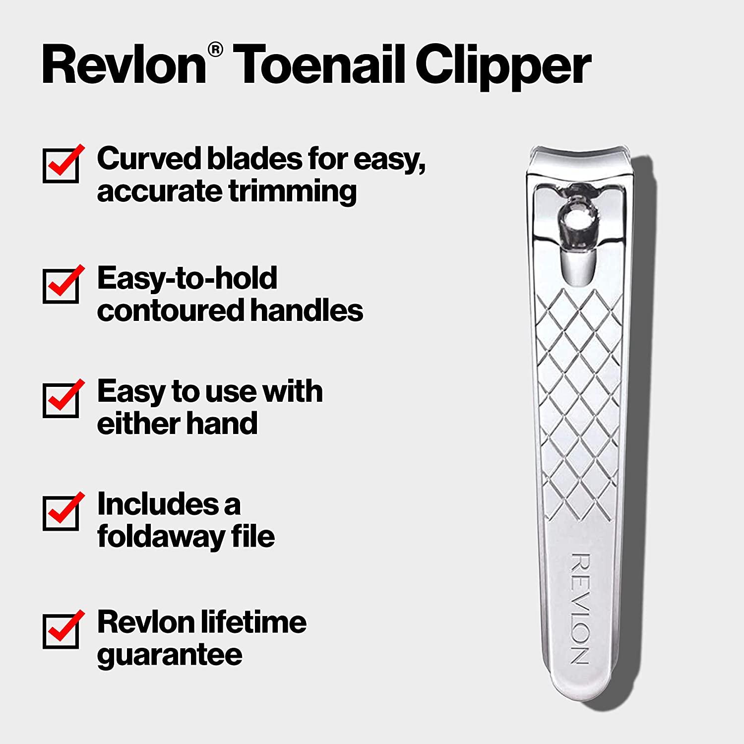 Revlon Nail Clipper with Curved Blade & Foldaway File - Easy to Use ...