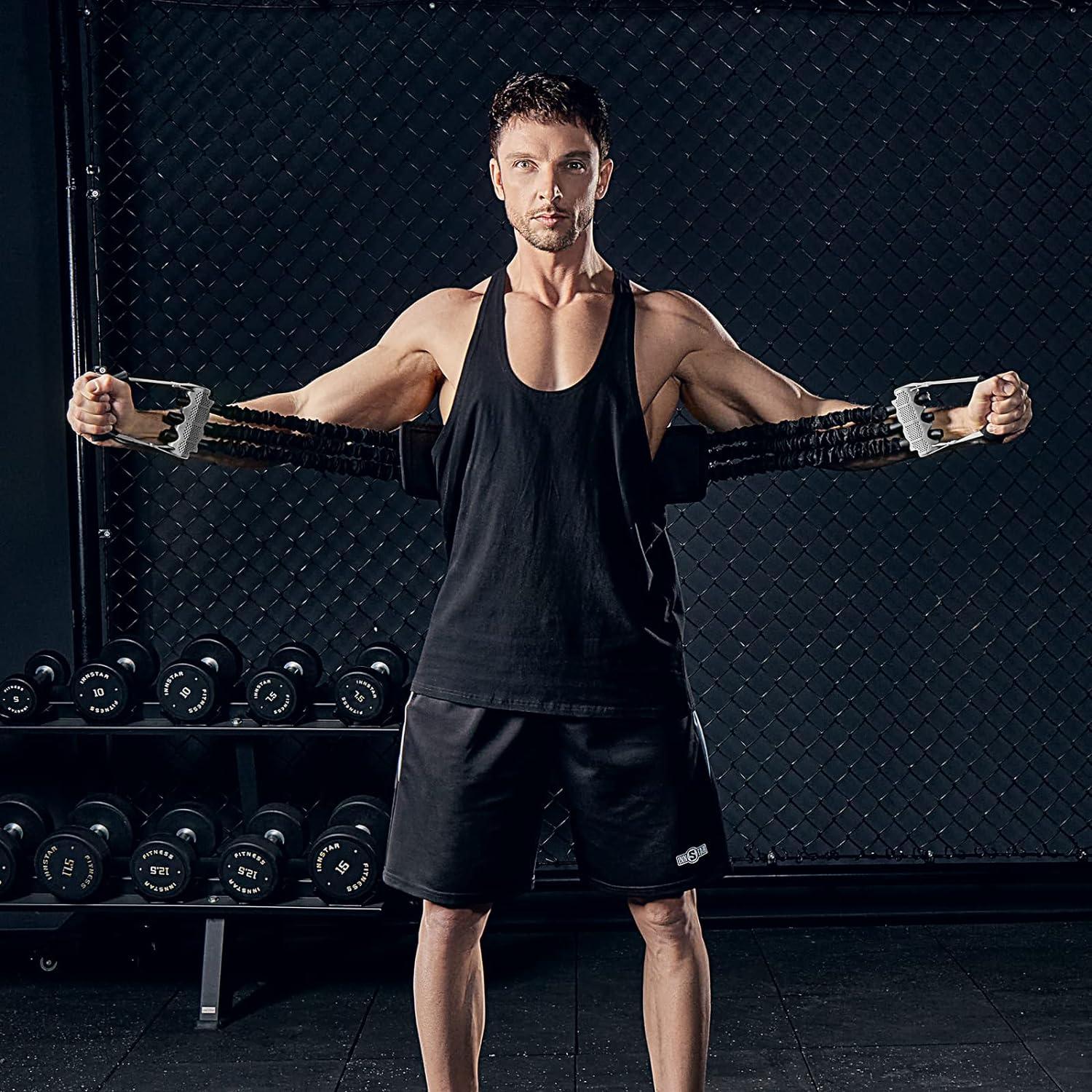 INNSTAR Adjustable Bench Press Push Up Resistance Bands - Gray - 270lb ...