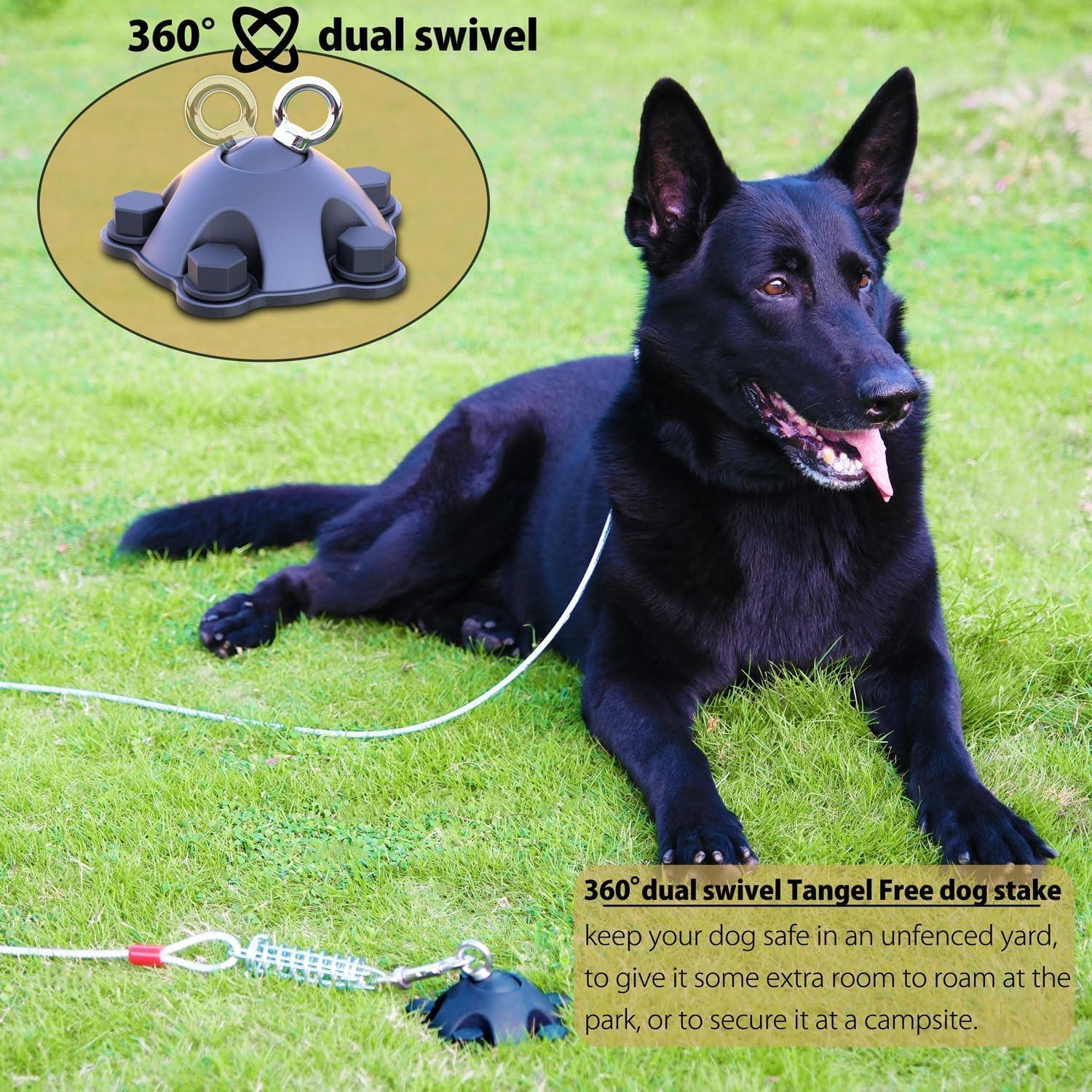 Patented 360 Rotatable Dog Anchor Stake - Strong Dog Stake with 20ft ...