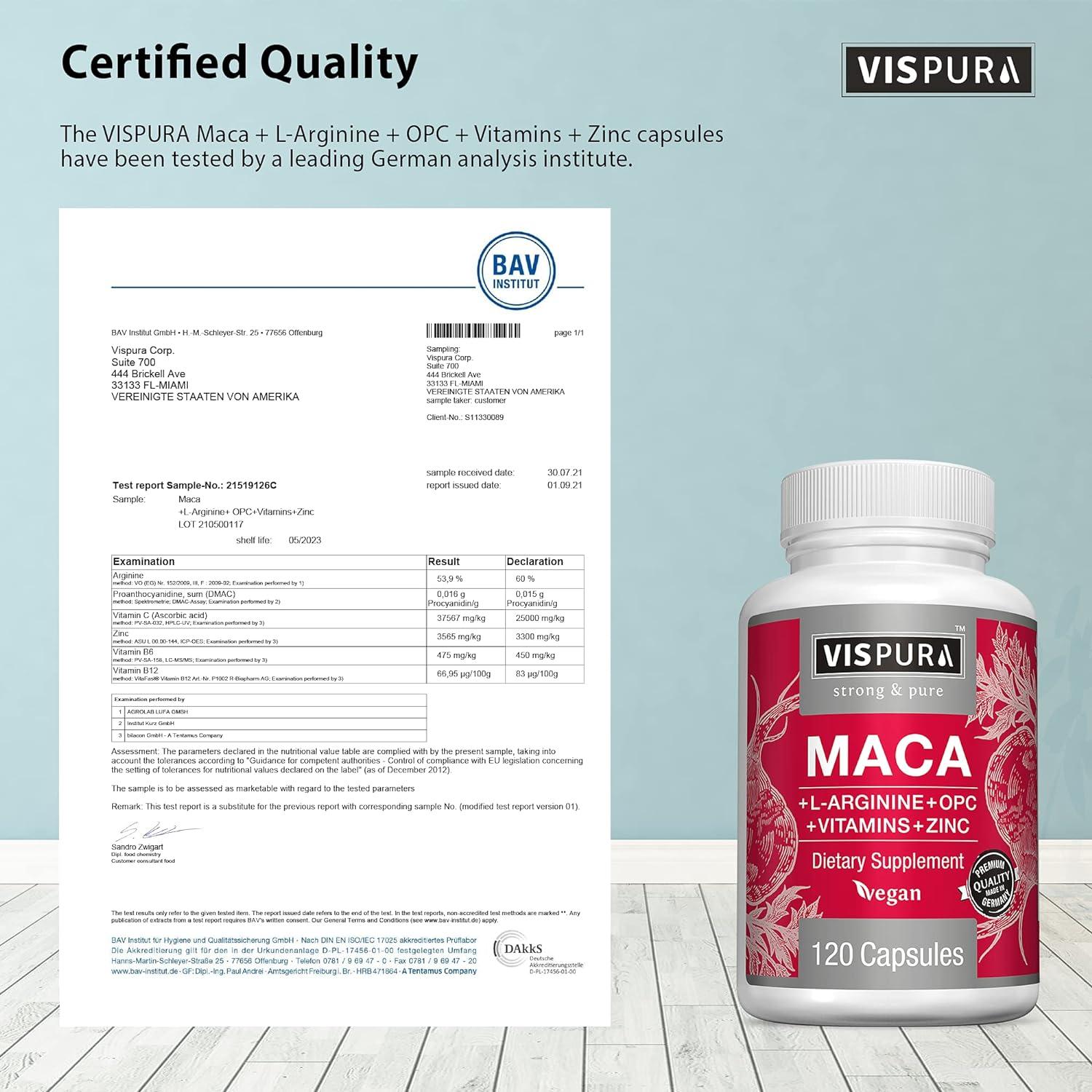 VISPURA Maca Root Capsules 5000 mg + L-Arginine | Energy Boosting ...