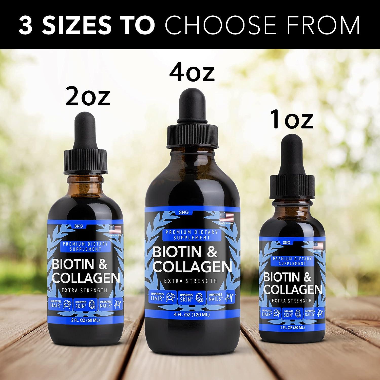 Premium Liquid Biotin & Collagen Hair Growth Drops 15,000mcg - Supports ...