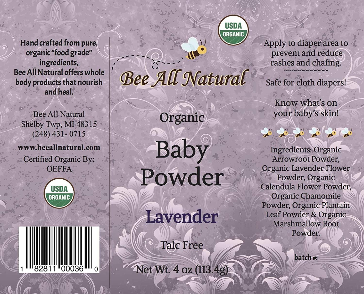 Organic Baby Powder - Talc-Free, 4oz Bottle, Gluten Free & USDA Organic ...