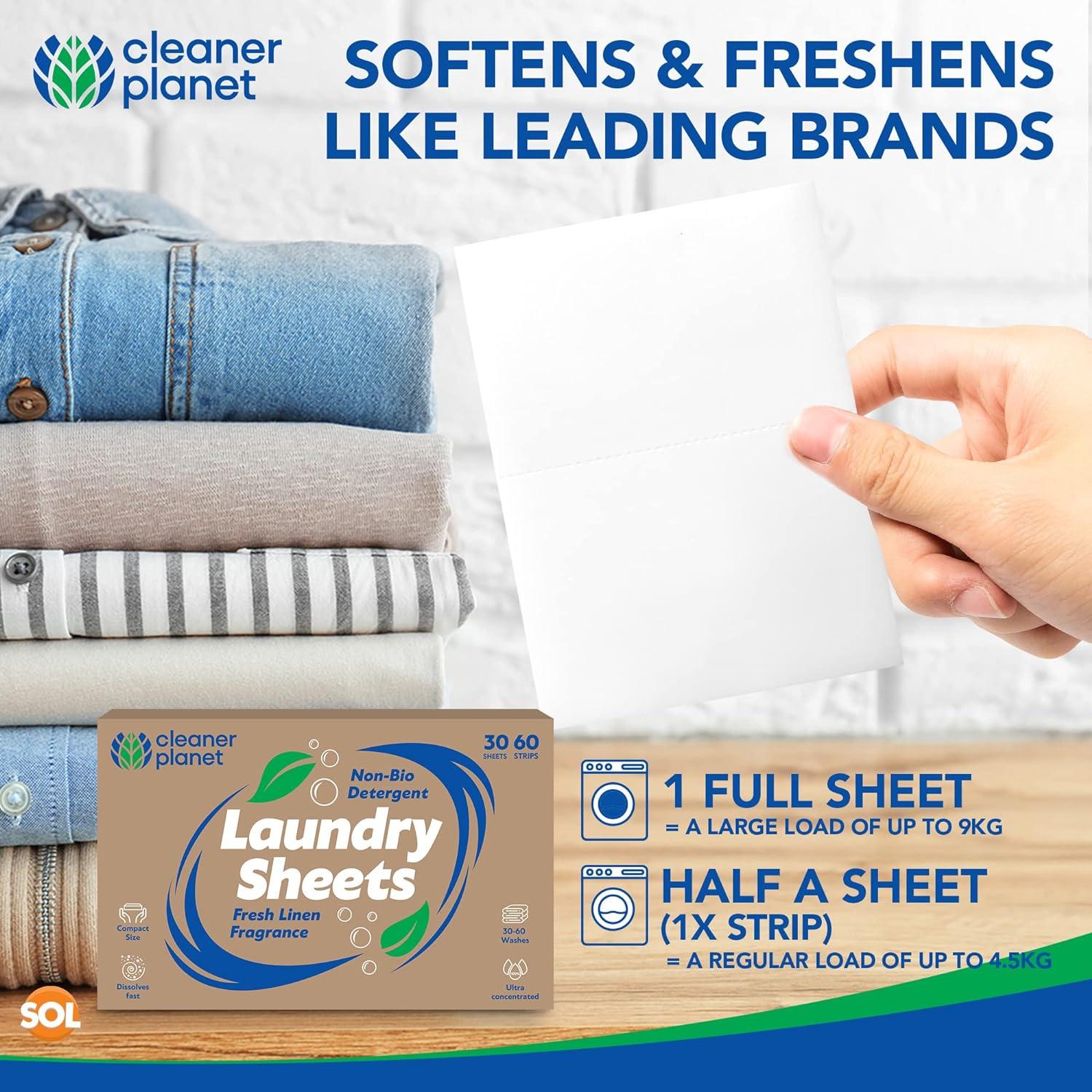 30pk Fresh Linen Scent Eco Laundry Detergent Sheets | 60 Loads | Simple ...