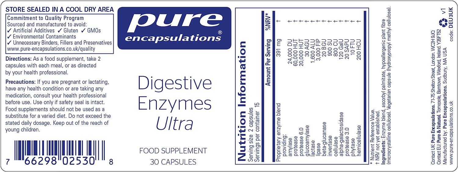 Pure Encapsulations Digestive Enzymes Ultra - 30 Vegetarian Capsules ...