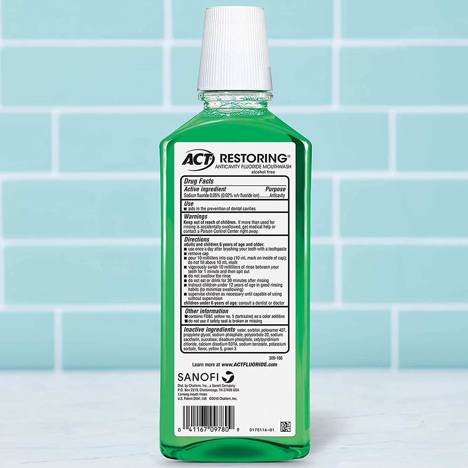 Act Anticavity Fluoride Mouthwash - Alcohol-Free Mint Burst 18 fl oz ...