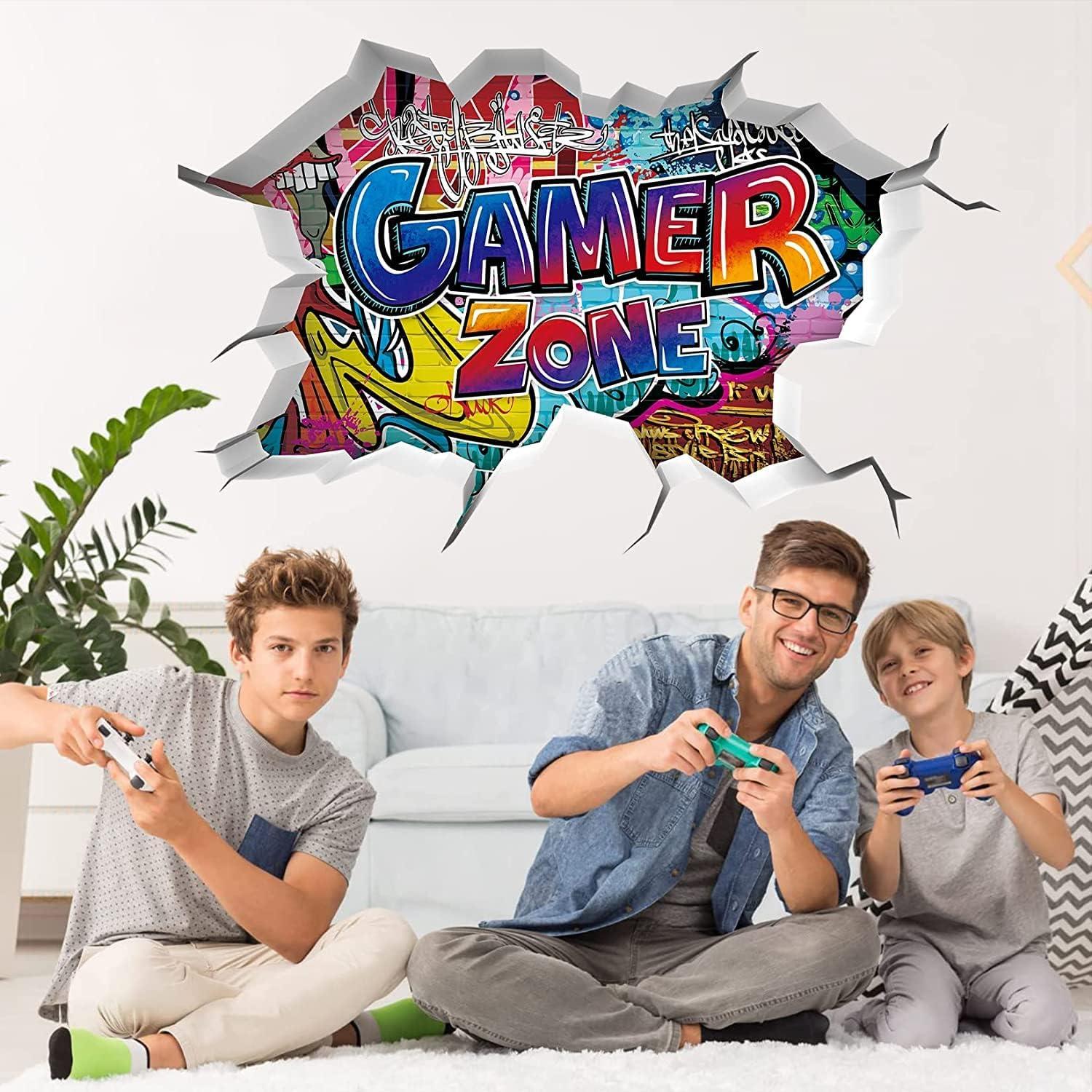 TOARTi Gamer Zone 3D Wall Stickers - Gaming Vinyl Wall Decal for ...