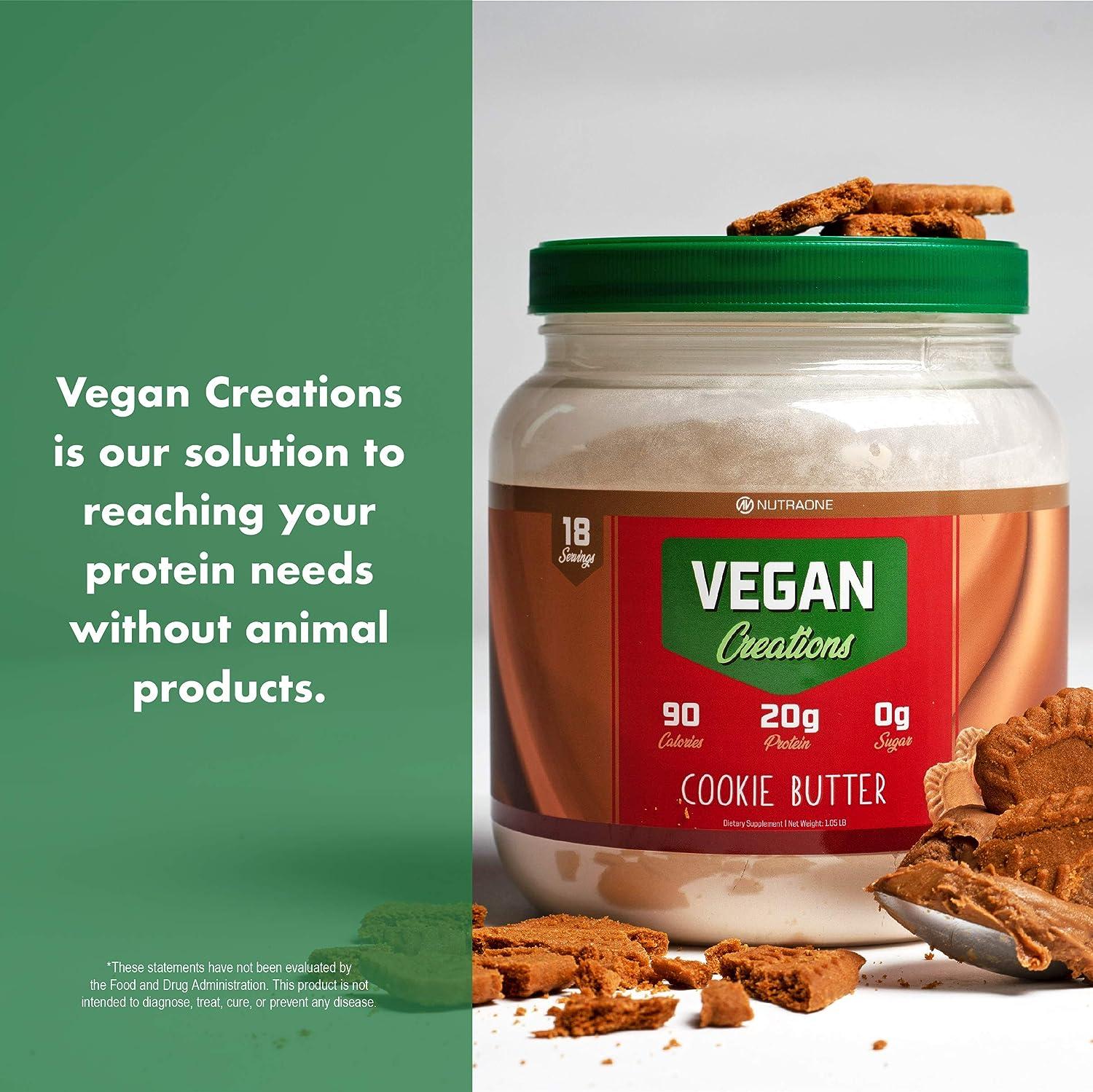 NutraOne Vegan Creations Plant Based Protein Powder - Cookie Butter ...