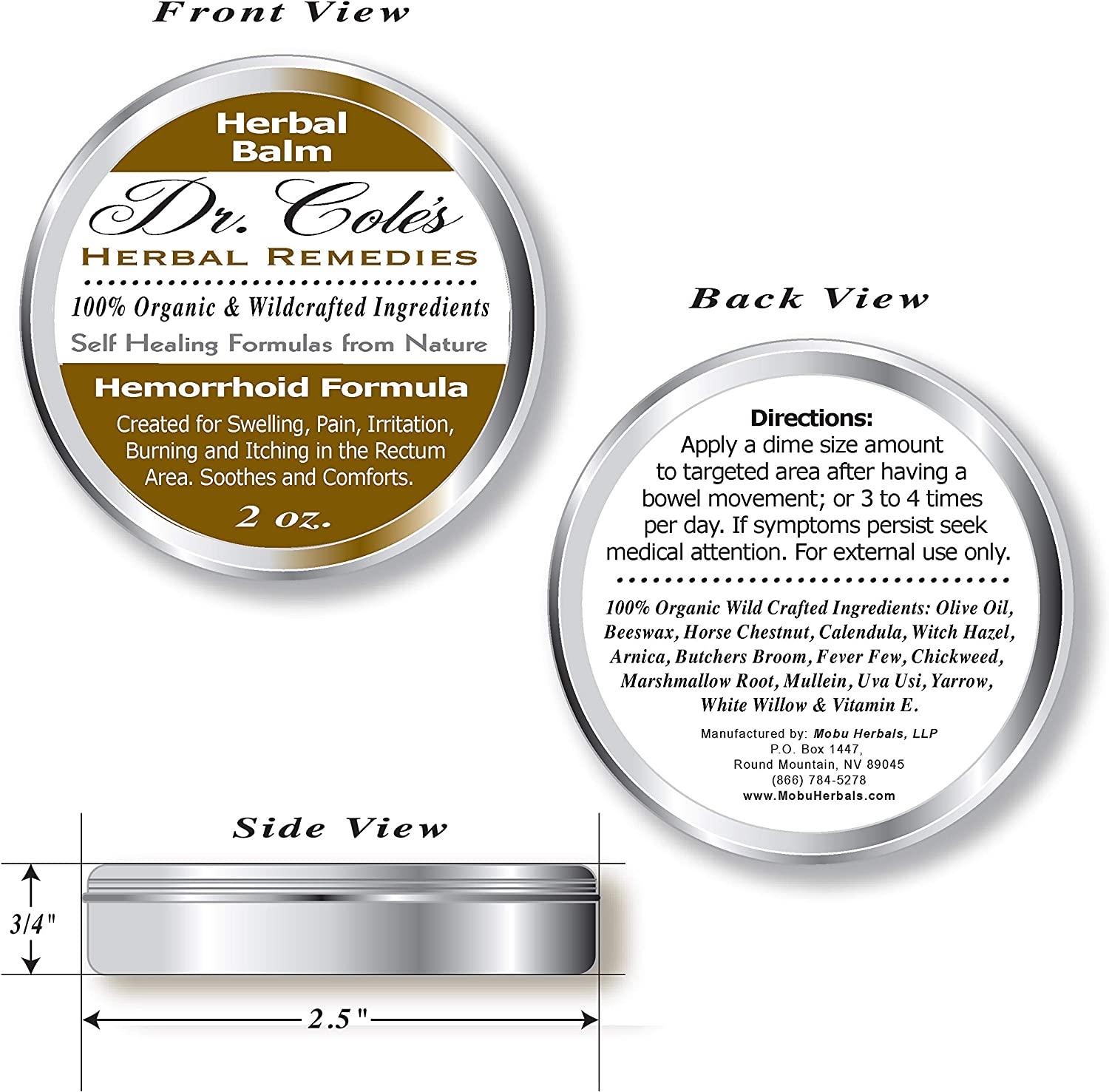 Dr. Cole's Organic Herbal Hemorrhoid Treatment Ointment - Natural ...