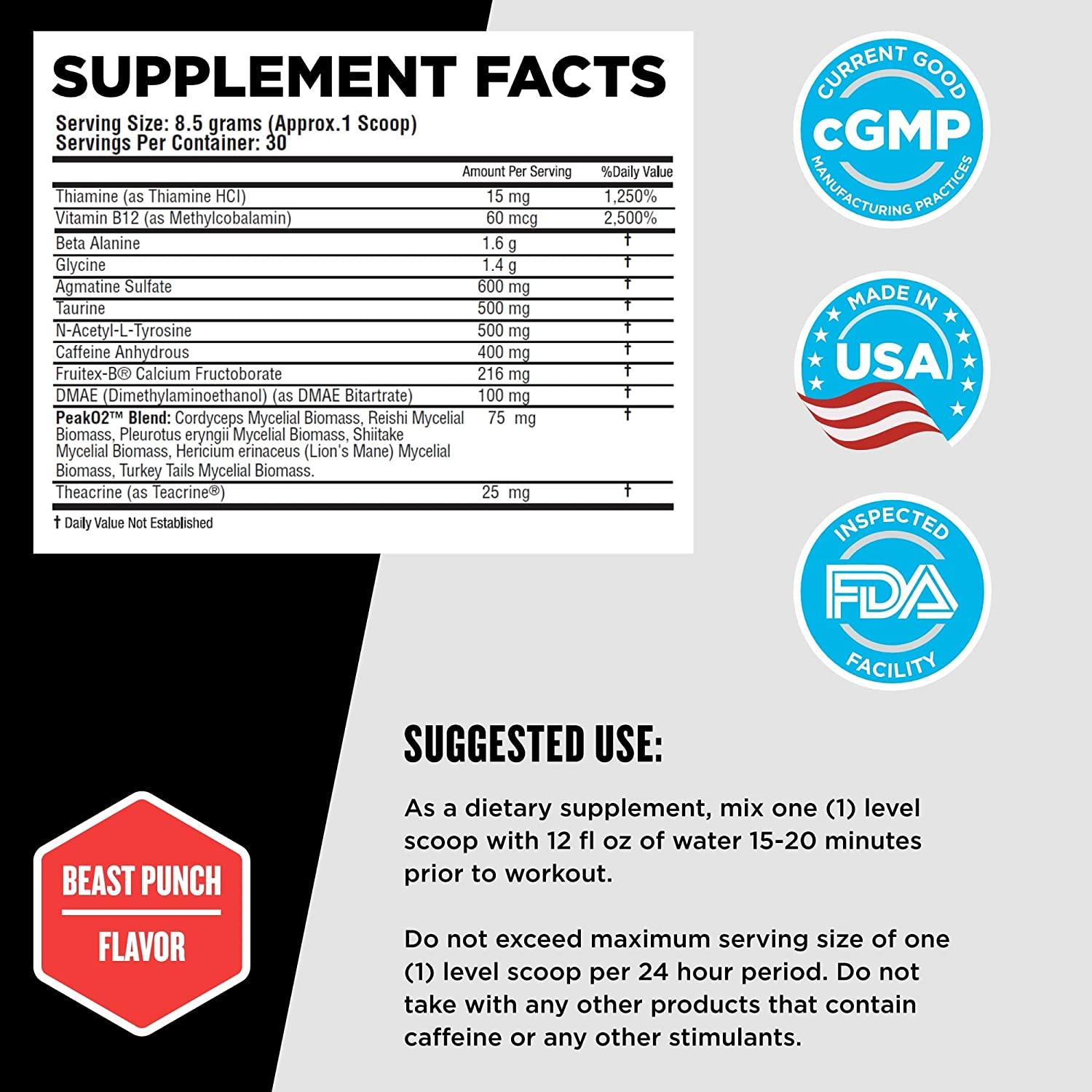 Beast Sports Nutrition Beast Mode Black 8.47 oz Pre-Workout - Maximize ...