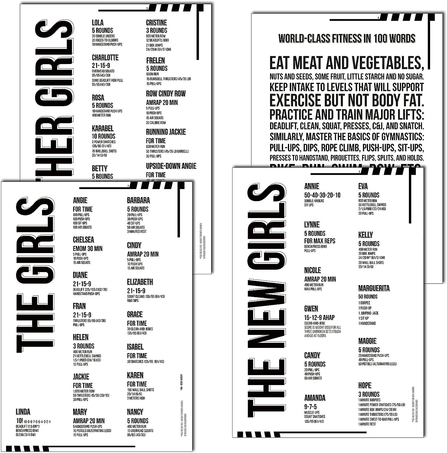 Girls Sport Poster Set: 4 Exercise Workout Posters with 41 Original ...