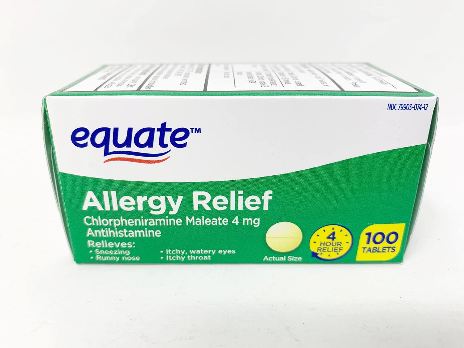 Equate Chlortabs Antihistamine Tablets 100ct - Allergy Relief (Pack of ...