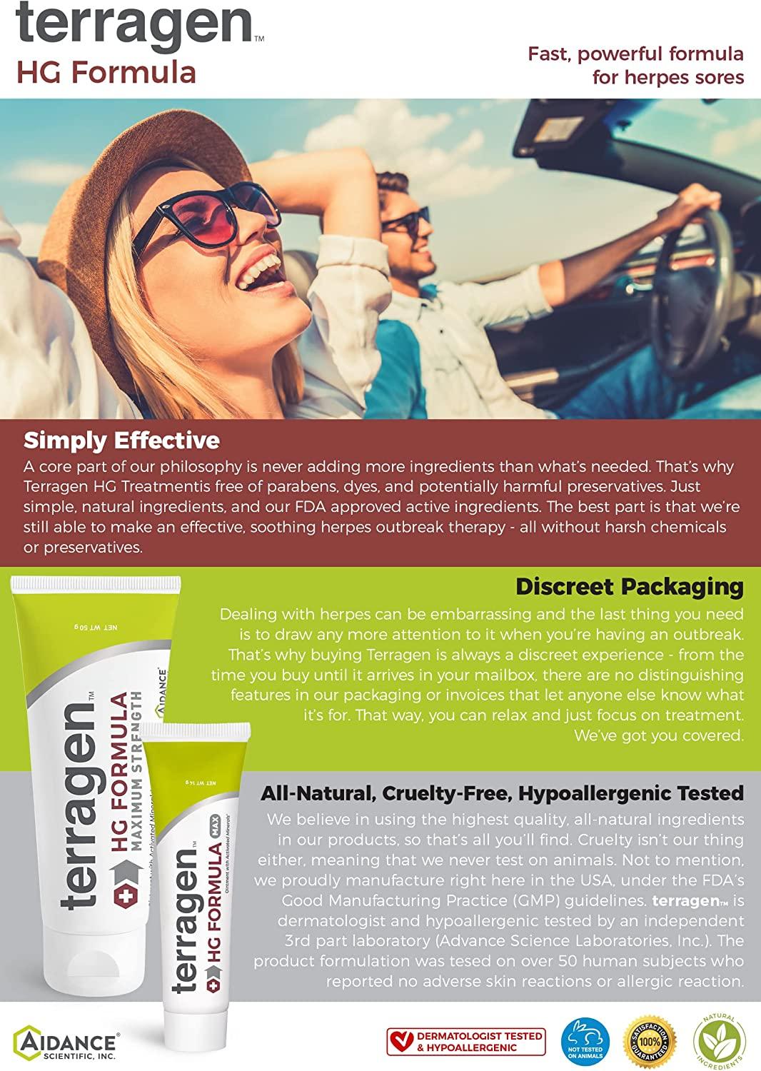 Terragen HG Formula Max Natural Gentle Cream for Herpes - 50g | 1.8oz ...