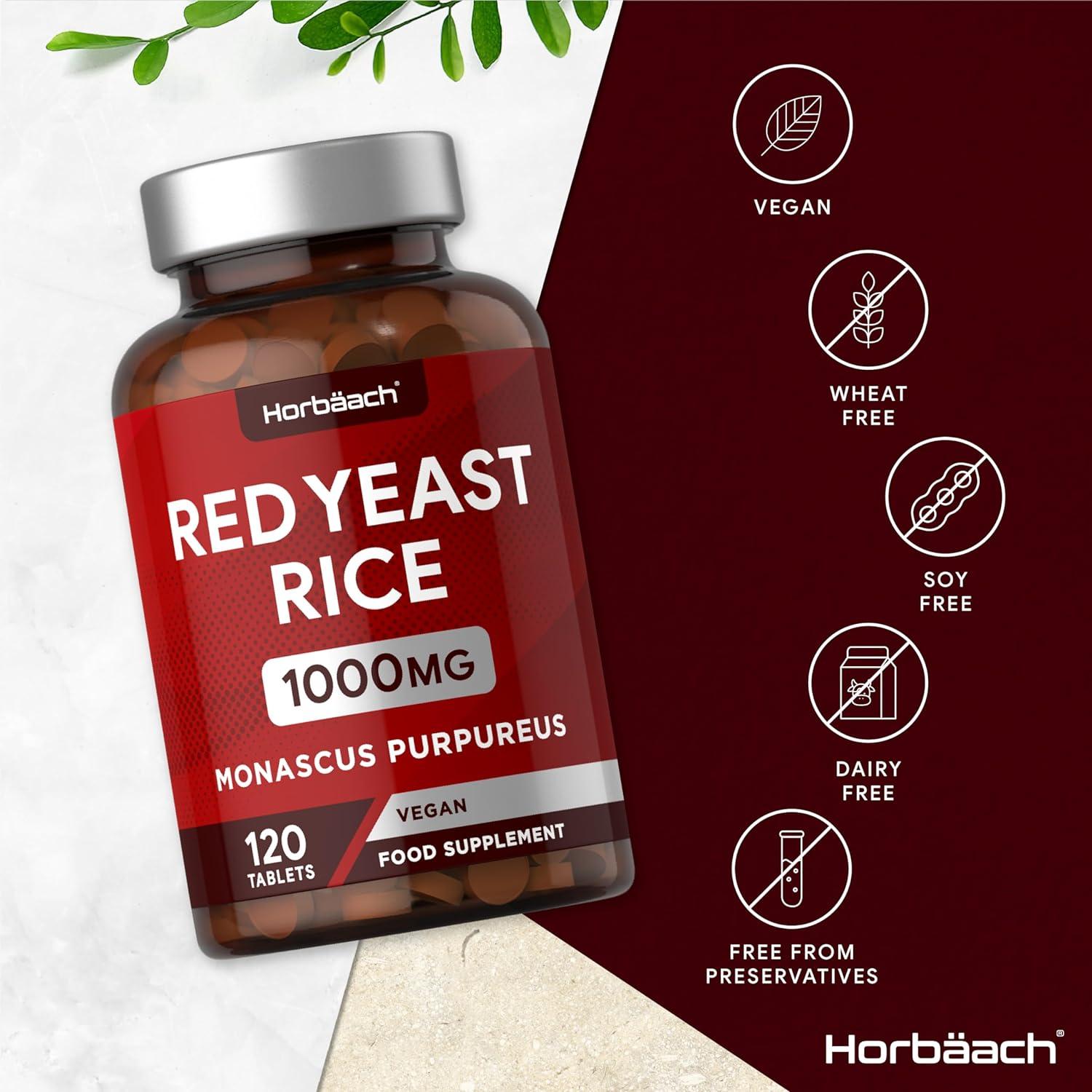 Red Yeast Rice 1000mg | 120 Tablets | Healthy Cholesterol Supplement ...