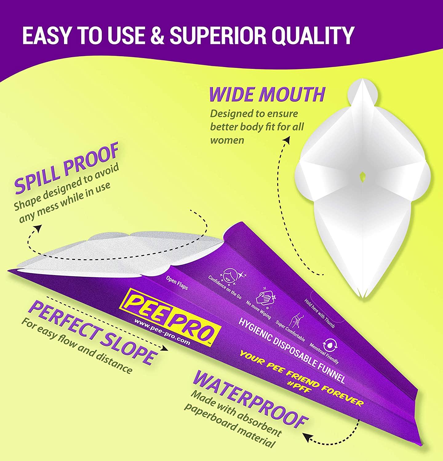 Pee Pro Disposable Urination Funnel for Women - 12 Count Value Pack for ...