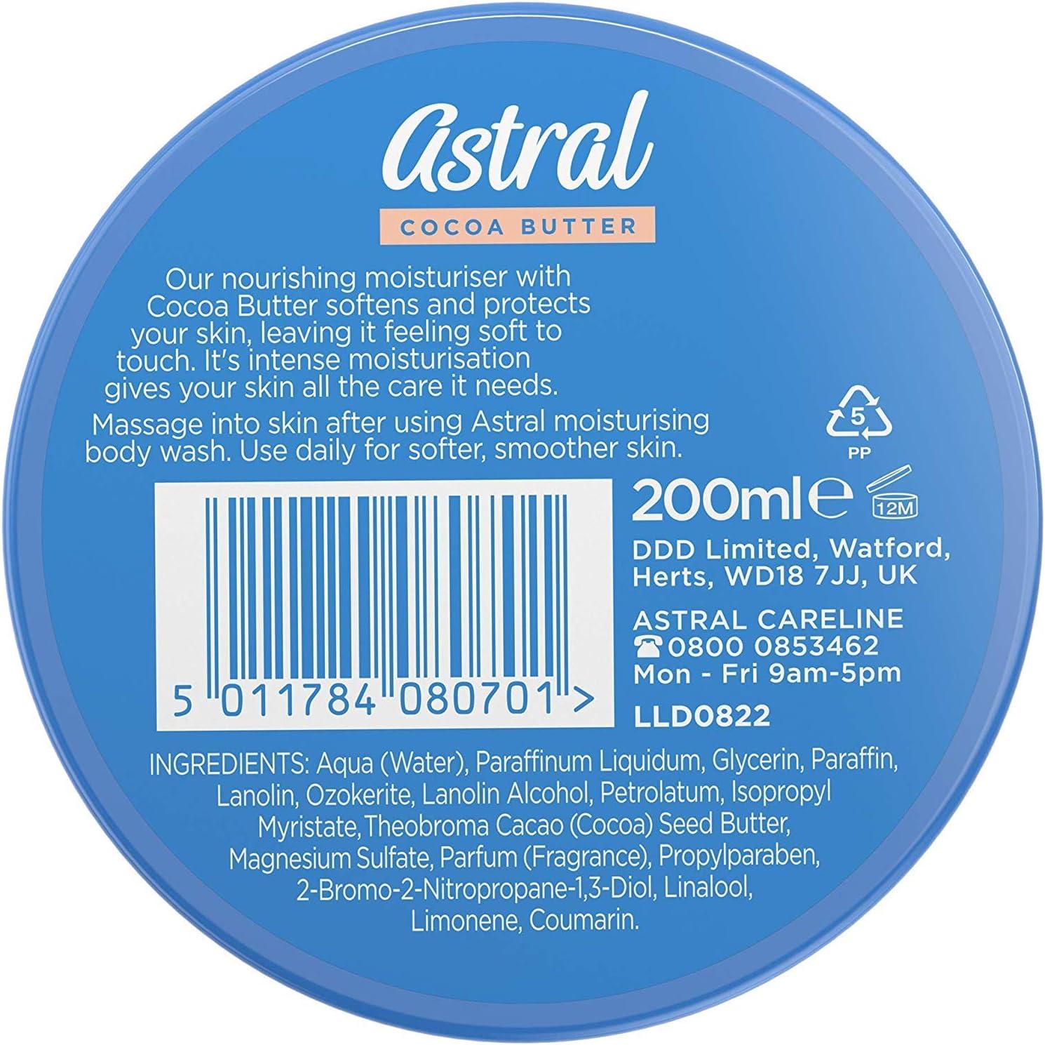 Astral Face & Body Intensive Moisturiser Cream with Cocoa Butter 200ml ...
