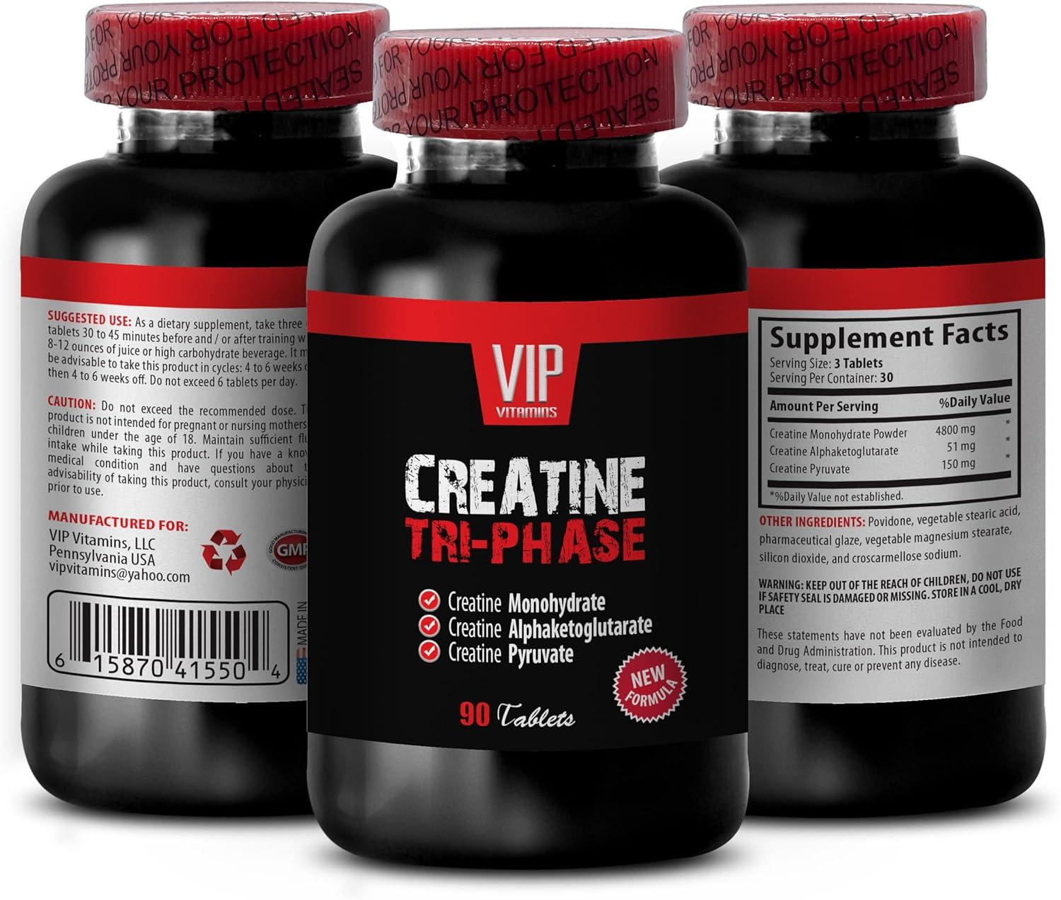 Creatine Tri-Phase - Premium Muscle Gain Blend | 180 Tablets | For Men ...