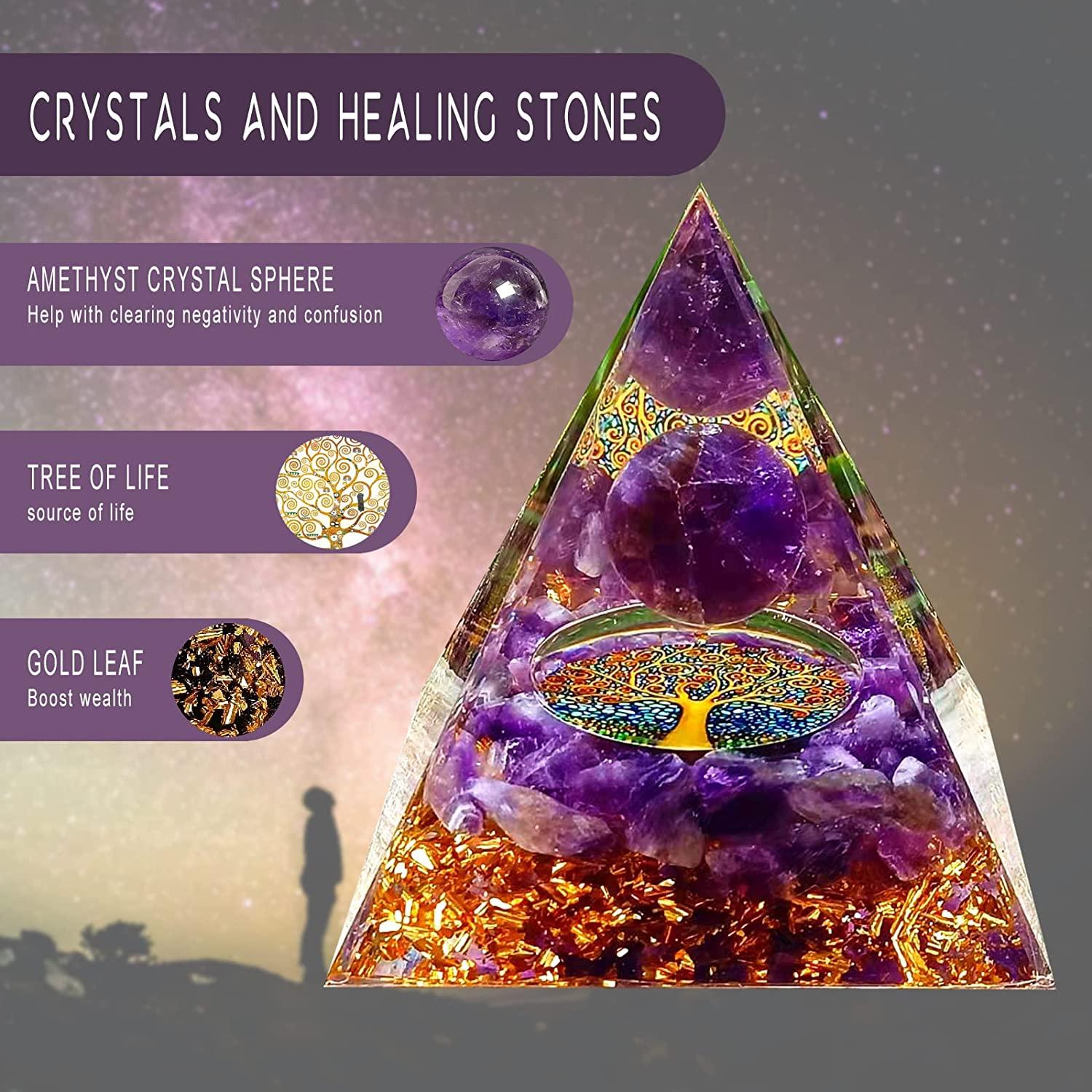 WEIENSC Orgone Pyramid - Healing Crystals Stone Energy Generator for ...